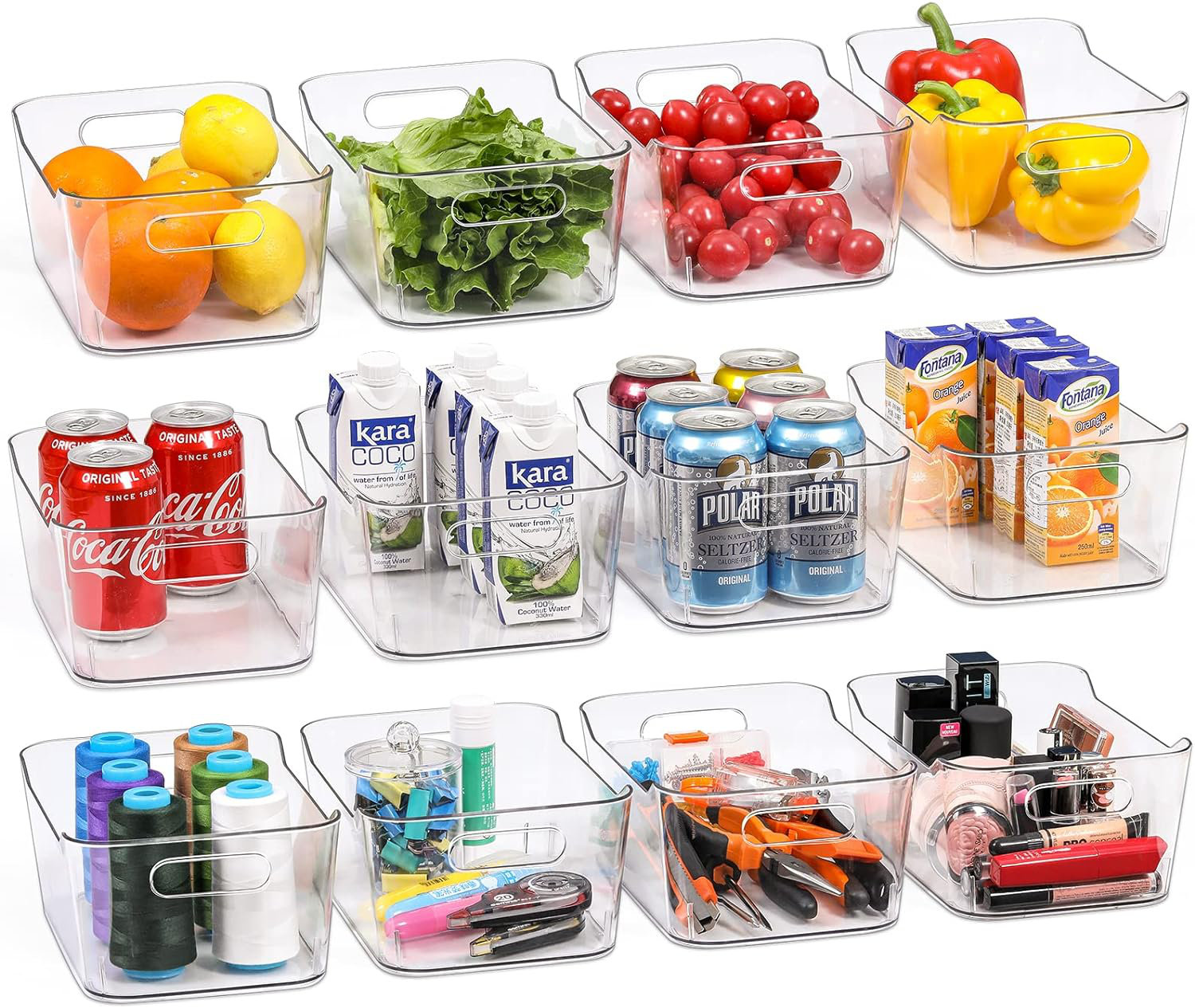 Prep & Savour [12 PACK] Multi-Use Clear Plastic Storage Bins For ...