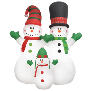 The Holiday Aisle® Inflatable Snowman Family Xmas Decoration with LEDs ...