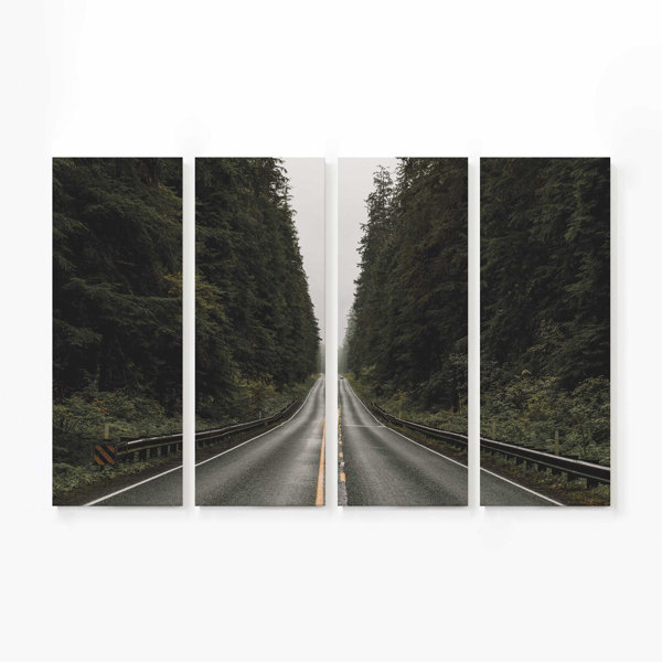 Frametolia Forest Road | 4 Panel Split Large Canvas Print | Wayfair