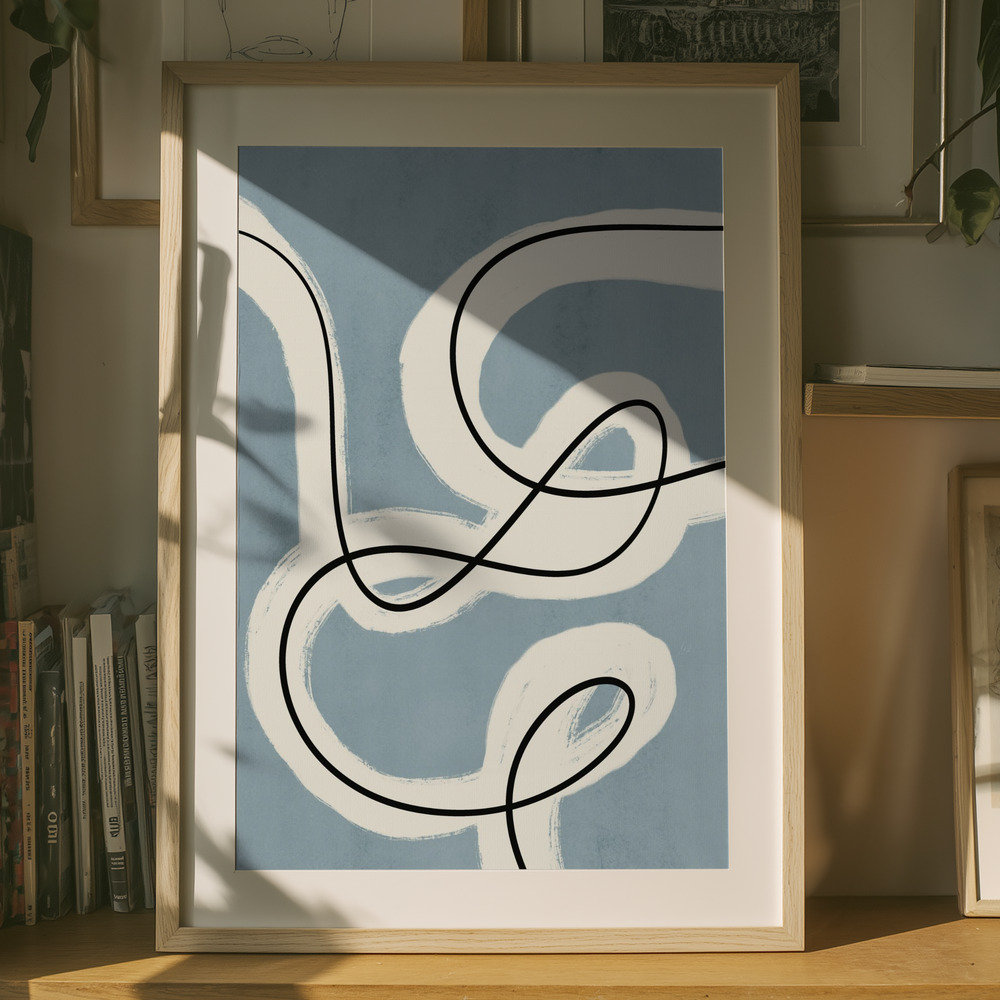 Ivy Bronx Minimalist line art in blue grey | Wayfair.ie
