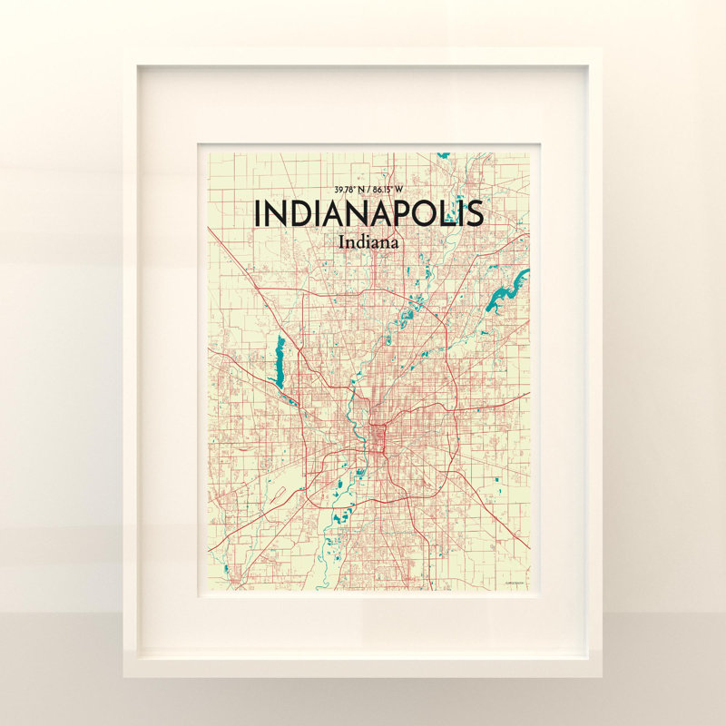 Wrought Studio 'Indianapolis City Map' Graphic Art Print Poster in ...