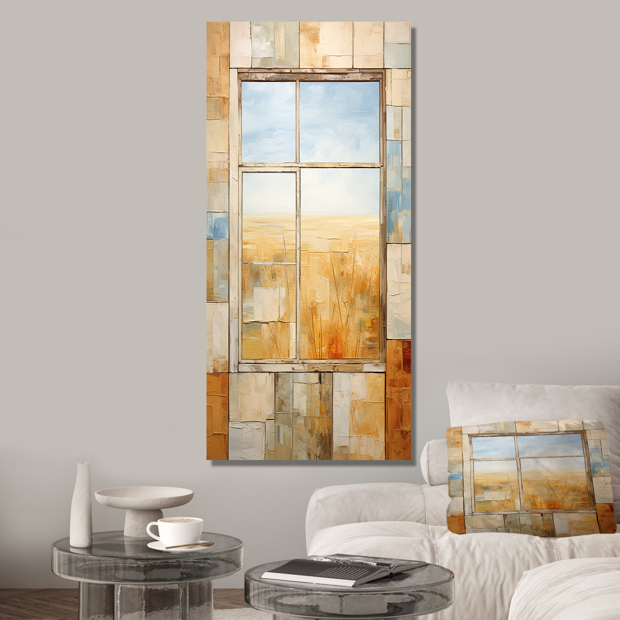 Lark Manor Cubist Countryside Farm Windows II - Farmhouse Windows Wall ...