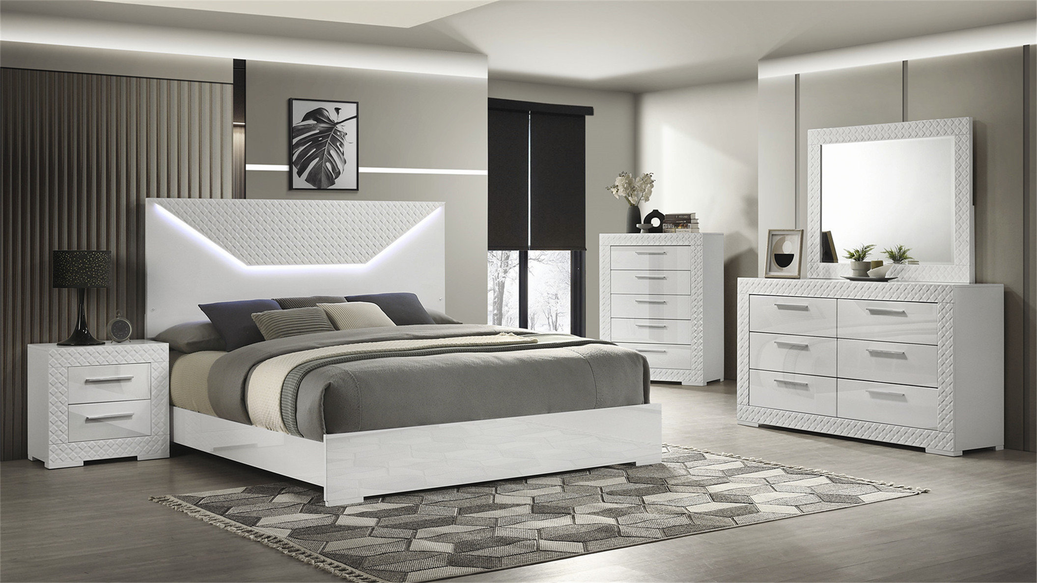Hokku Designs Luxurious 5-Piece Bedroom Set with Advanced Features for ...