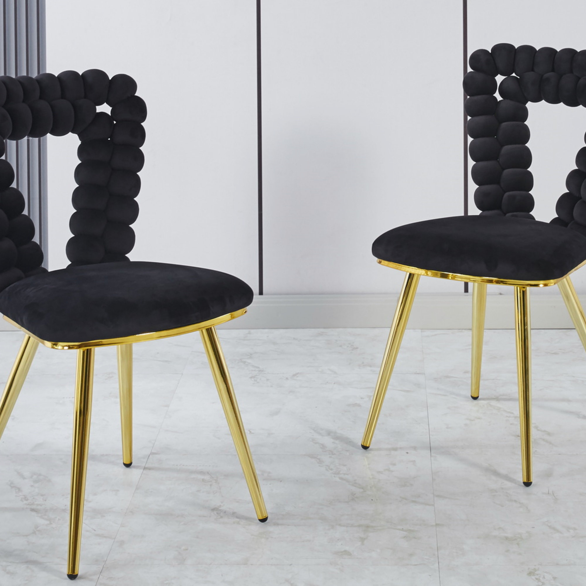 Mercer41 Modern Chair(Set Of 2 ) With Golden Iron Tube Legs, Soft ...