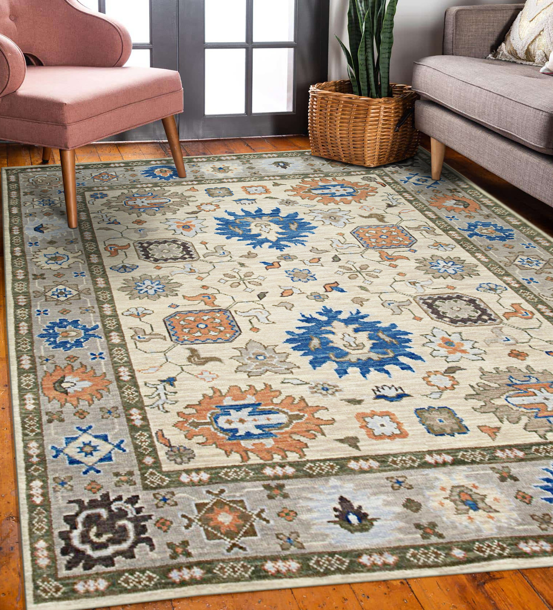 Bungalow Rose Enchanting Traditional Beige Hand Knotted Wool Rug | Wayfair