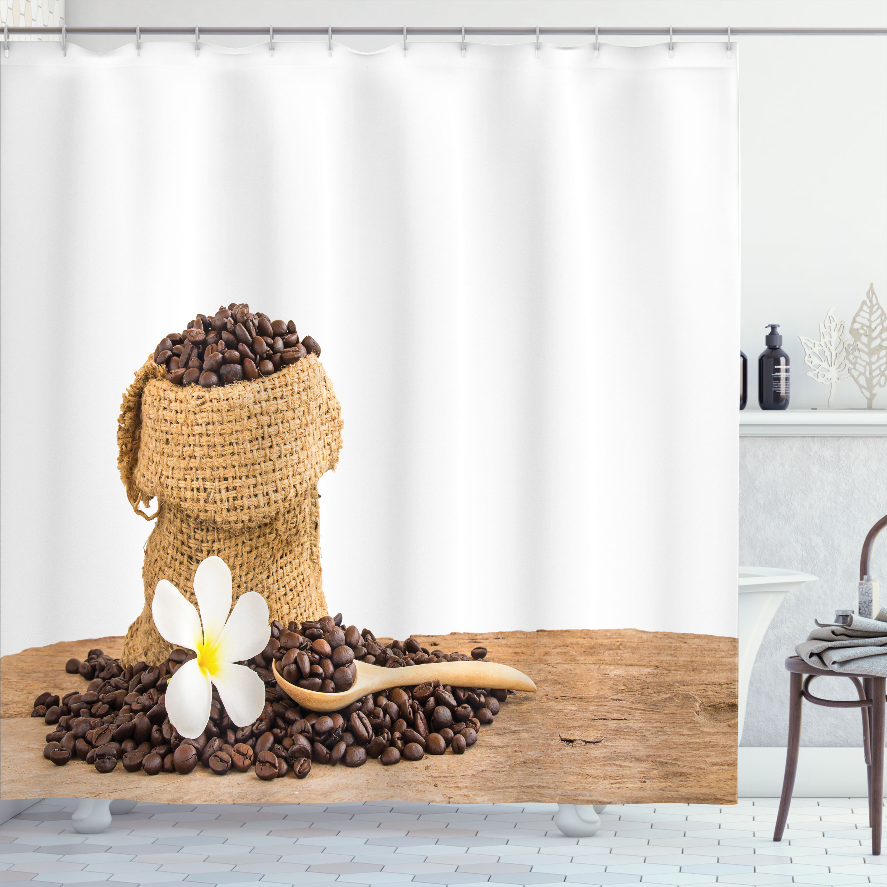 East Urban Home Coffee Shower Curtain Spoon Flower and Burlap Sack ...