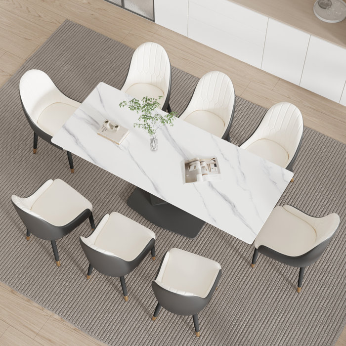 Everly Quinn Zyrell 9 - Piece Pedestal Dining Set | Wayfair