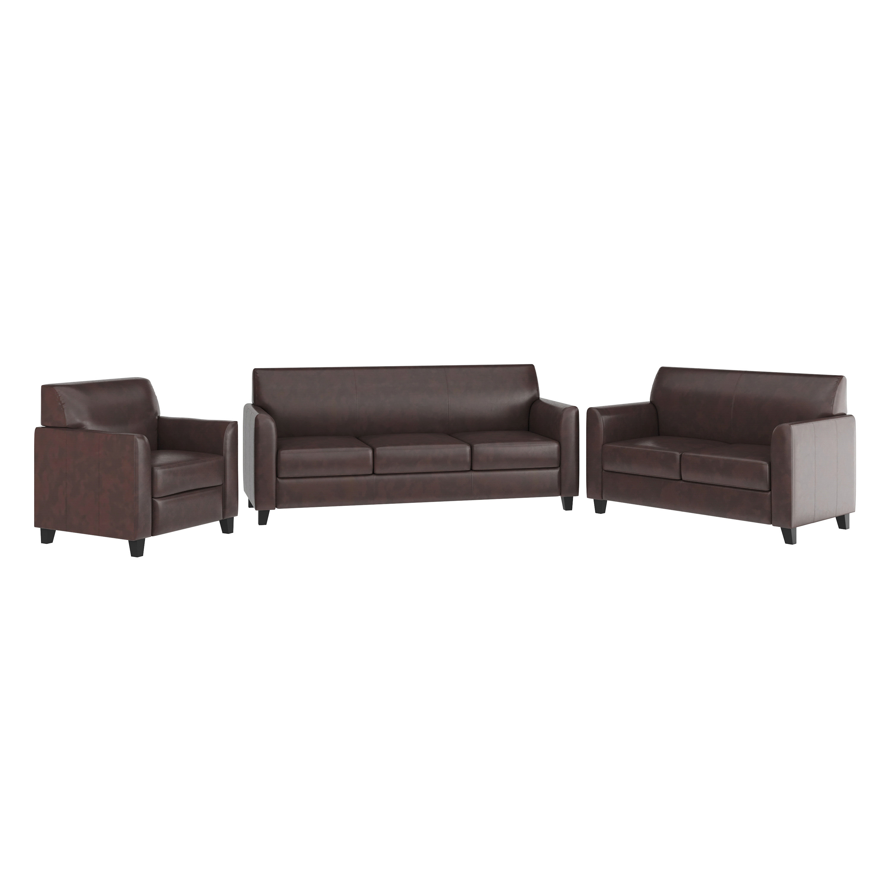 Hokku Designs Farran Contemporary Leather Soft Reception Set with Clean ...