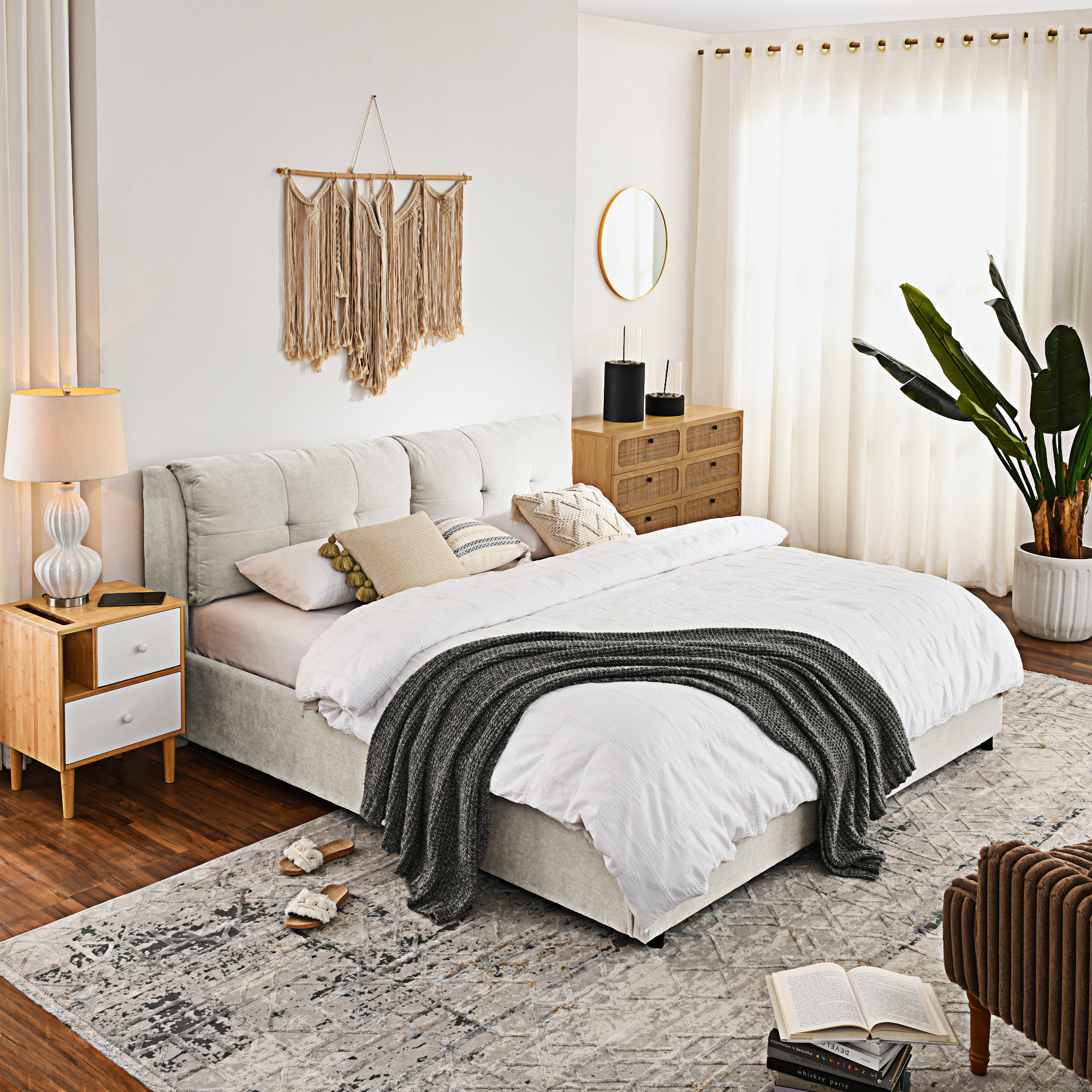 Latitude Run® King Size Storage Upholstered Hydraulic Platform Bed With ...