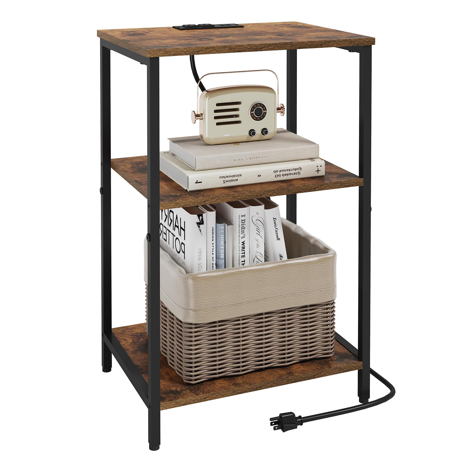 17 Stories Side Table With Charging Station, End Table With USB Ports ...