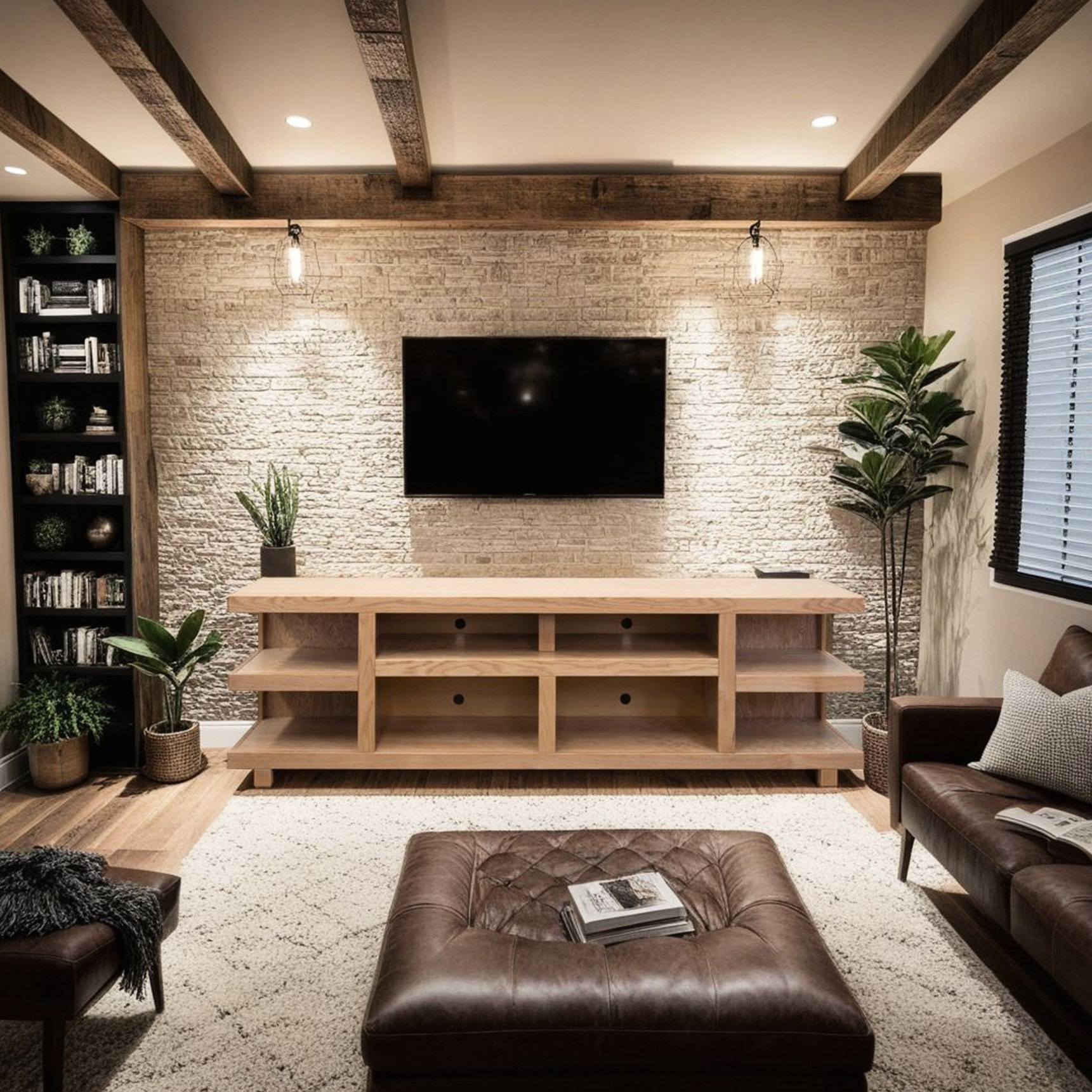 Latitude Run® Tv Stand For Tvs, Natural Finish, Oak Made, No Assembly ...