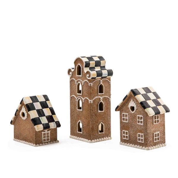 MacKenzie-Childs Courtly Check® 3 Piece Gingerbread Illuminated Mini ...