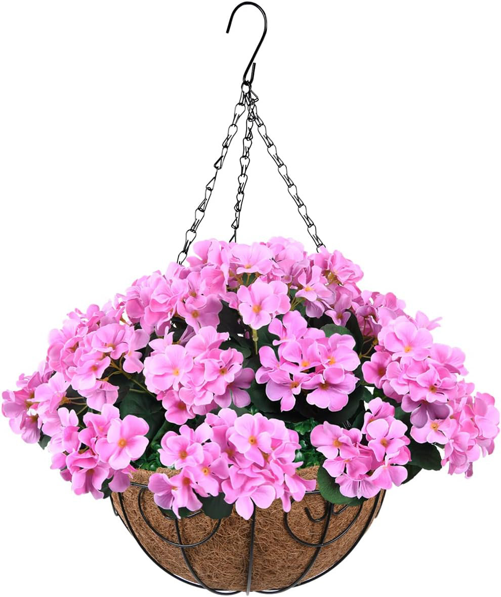 Latitude Run® Deep Pink Hanging Basket with Begonia Silk Flowers | Wayfair