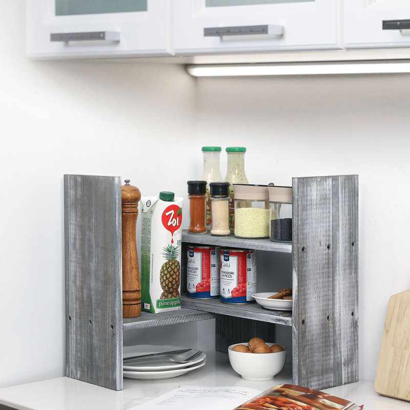 Gracie Oaks Deanda Kitchen Wood Organizer Shelving Rack Helper Shelf ...