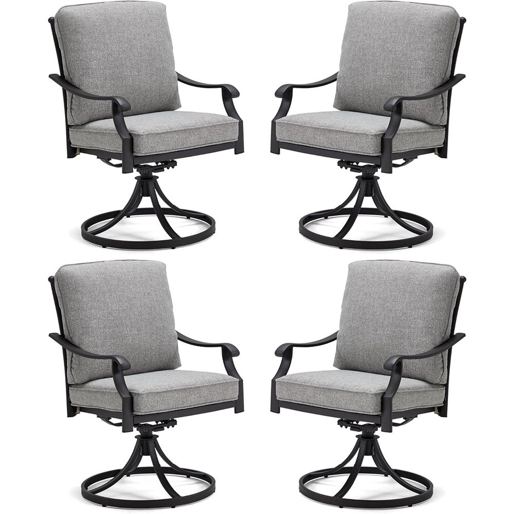 Hokku Designs Patio Swivel Chair Set Of 4, Heavy Duty Outdoor Dining ...