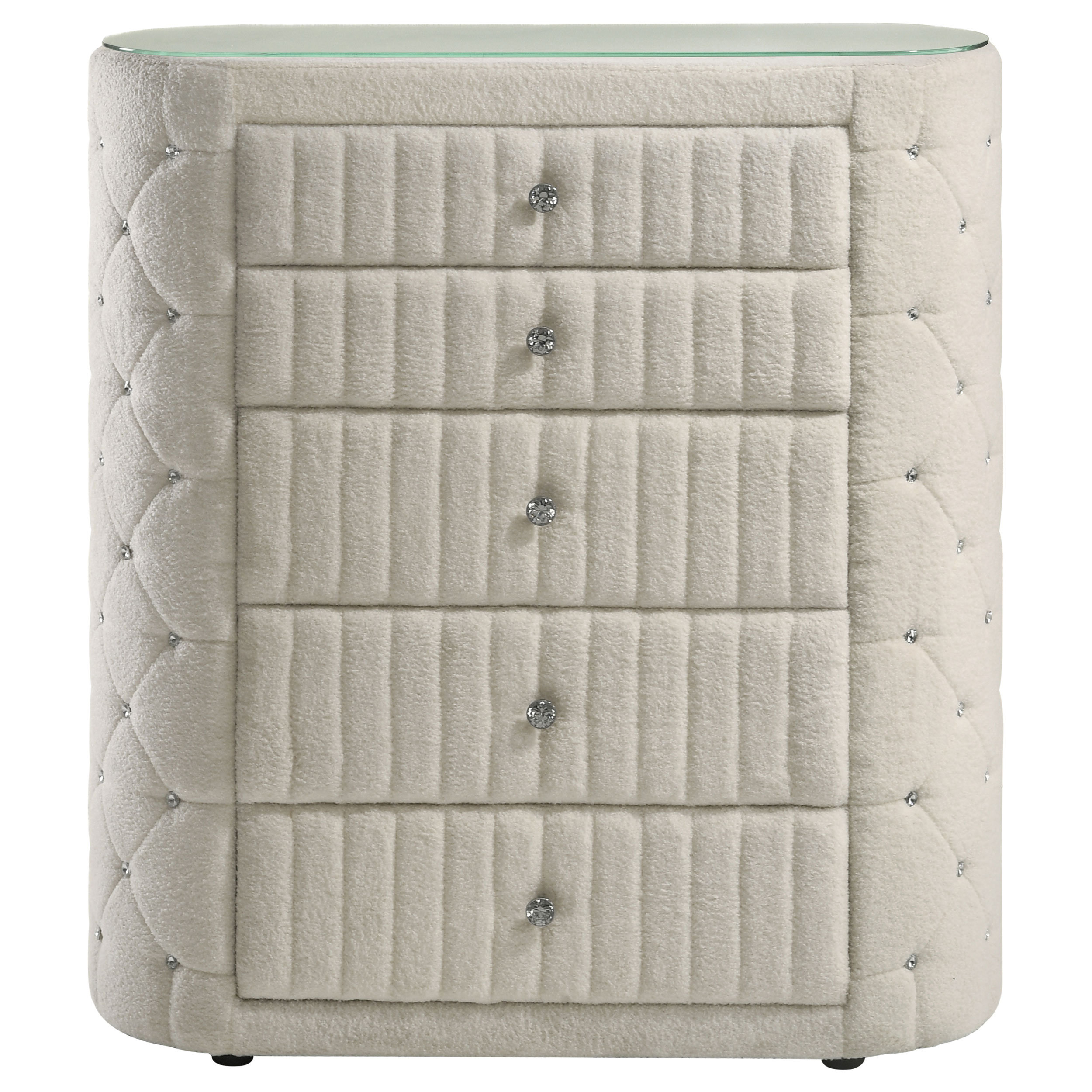 Everly Quinn Giada 5-Drawer Upholstered Bedroom Chest Of Drawers Ivory ...