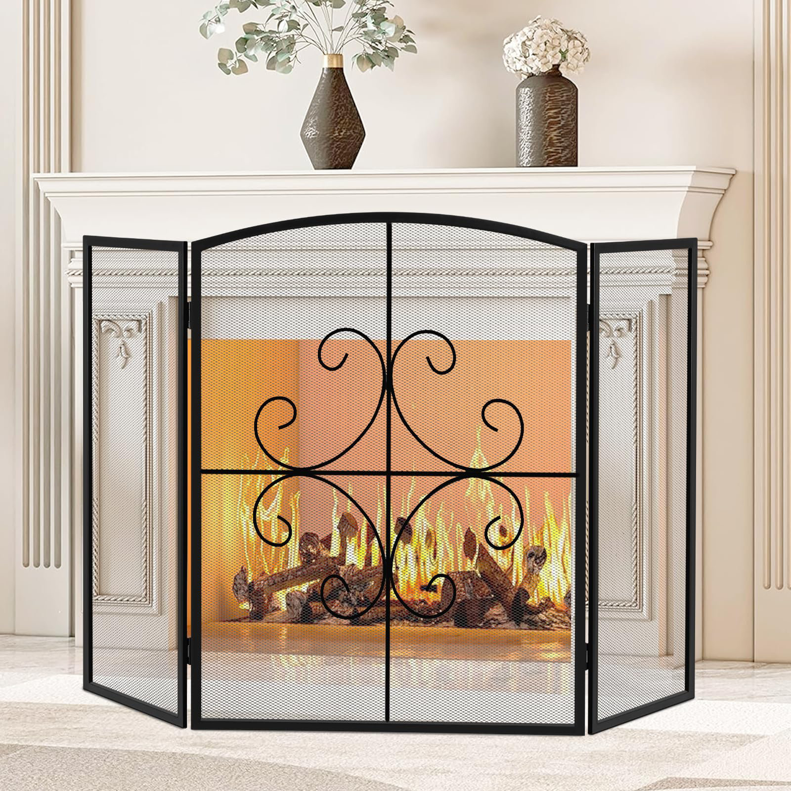 Lark Manor™ Methuli Wrought Iron Decorative Fireplace Screen, 48" X 29 ...