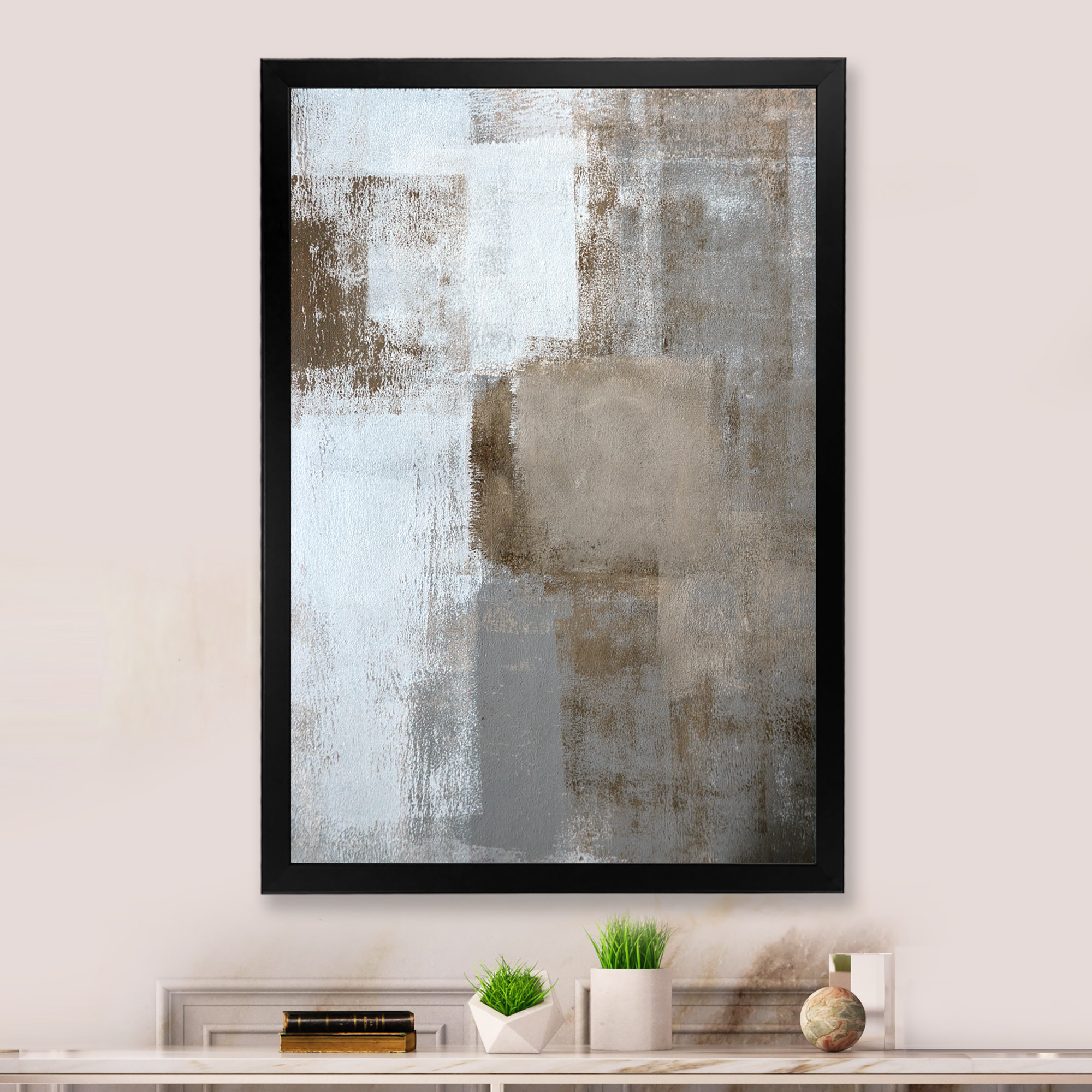 17 Stories «Gray Meets Brown Abstract Art II», reproduction d'art ...