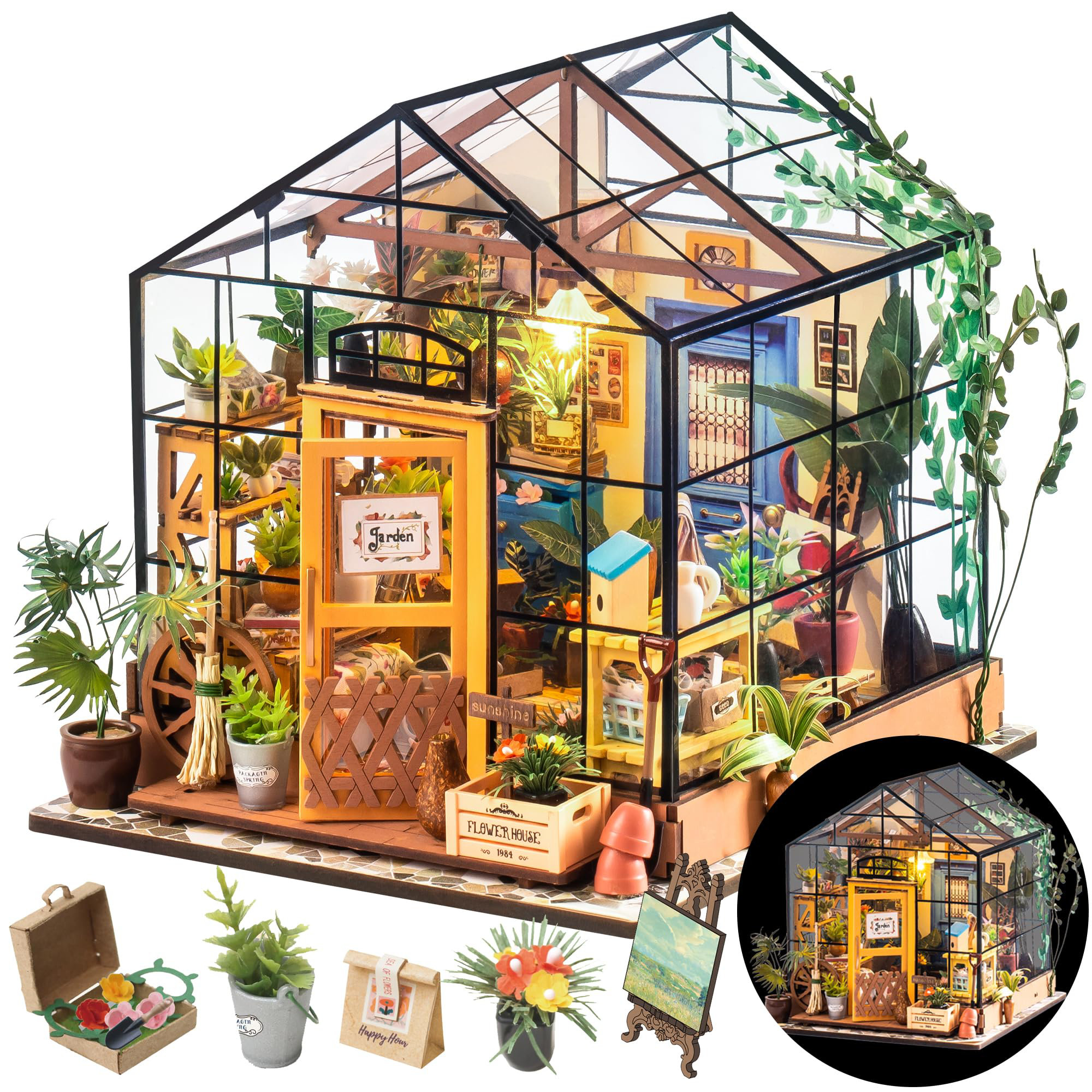Lark Manor DIY Miniature House Kit Greenhouse, Tiny House Kit For ...
