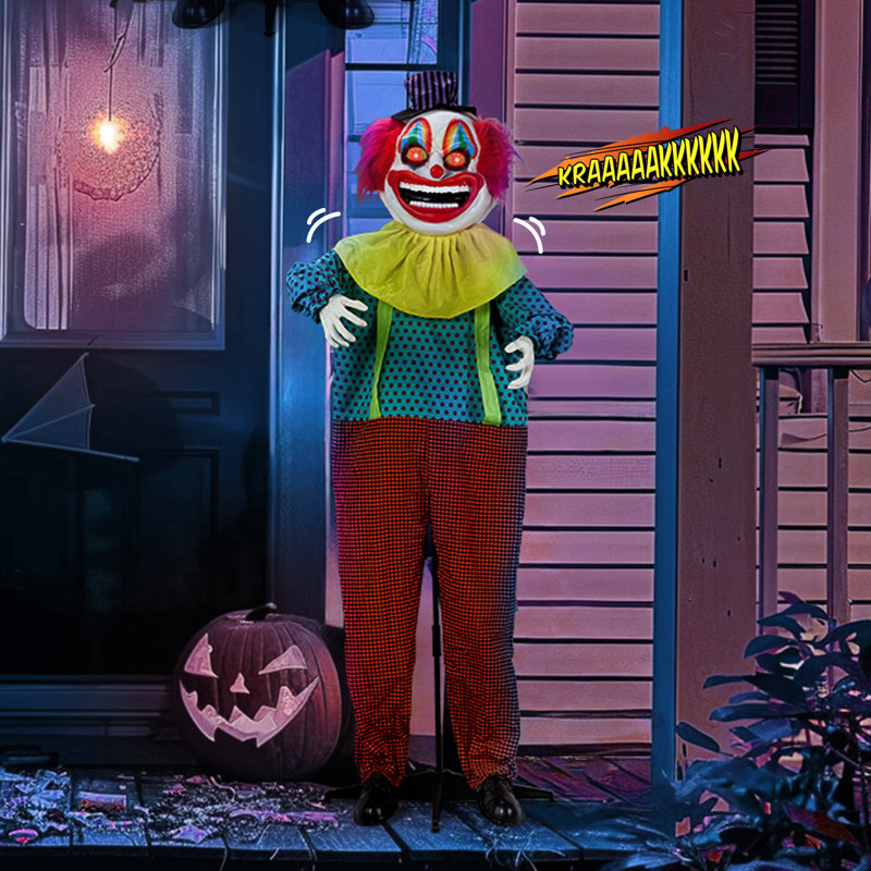 The Holiday Aisle® 6FT Animatronic Standing Clown Halloween Animated ...