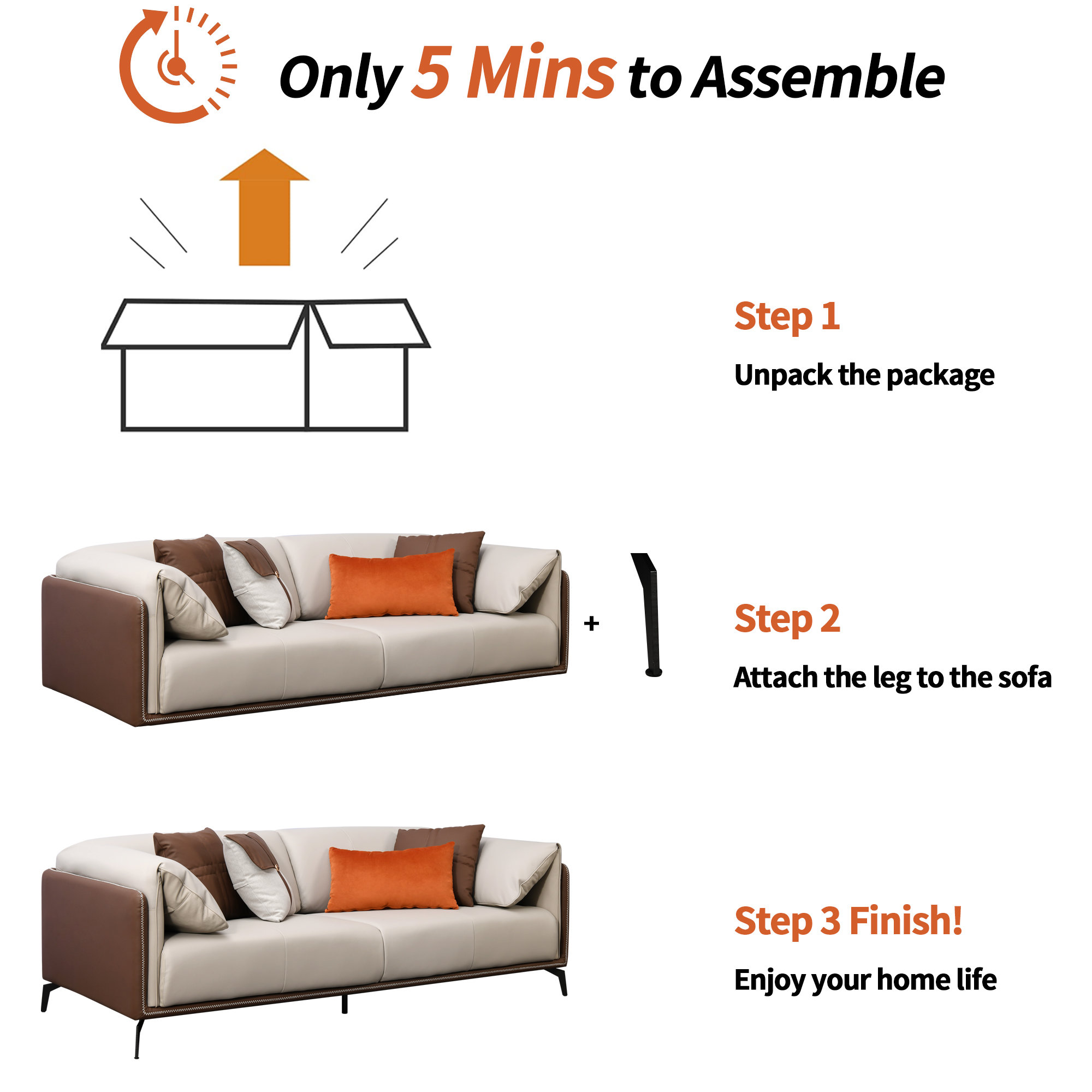 George Oliver Fayette 86.6'' Faux Leather Square Arm Sofa - Wayfair Canada