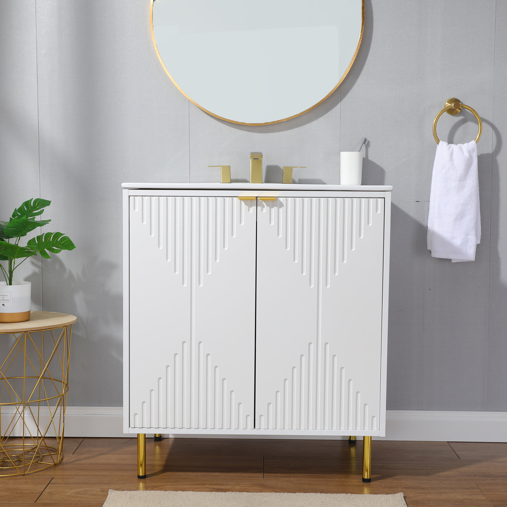 Mercer41 Ensemble de meuble-lavabo simple 30 po blanc moderne autoportant - Wayfair Canada