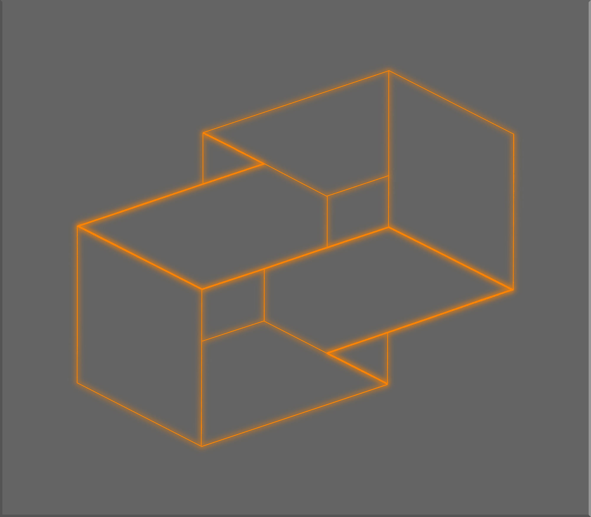 RFA Decor Box Geometric Orange - Gray by Michael Wolk - Wrapped Canvas ...