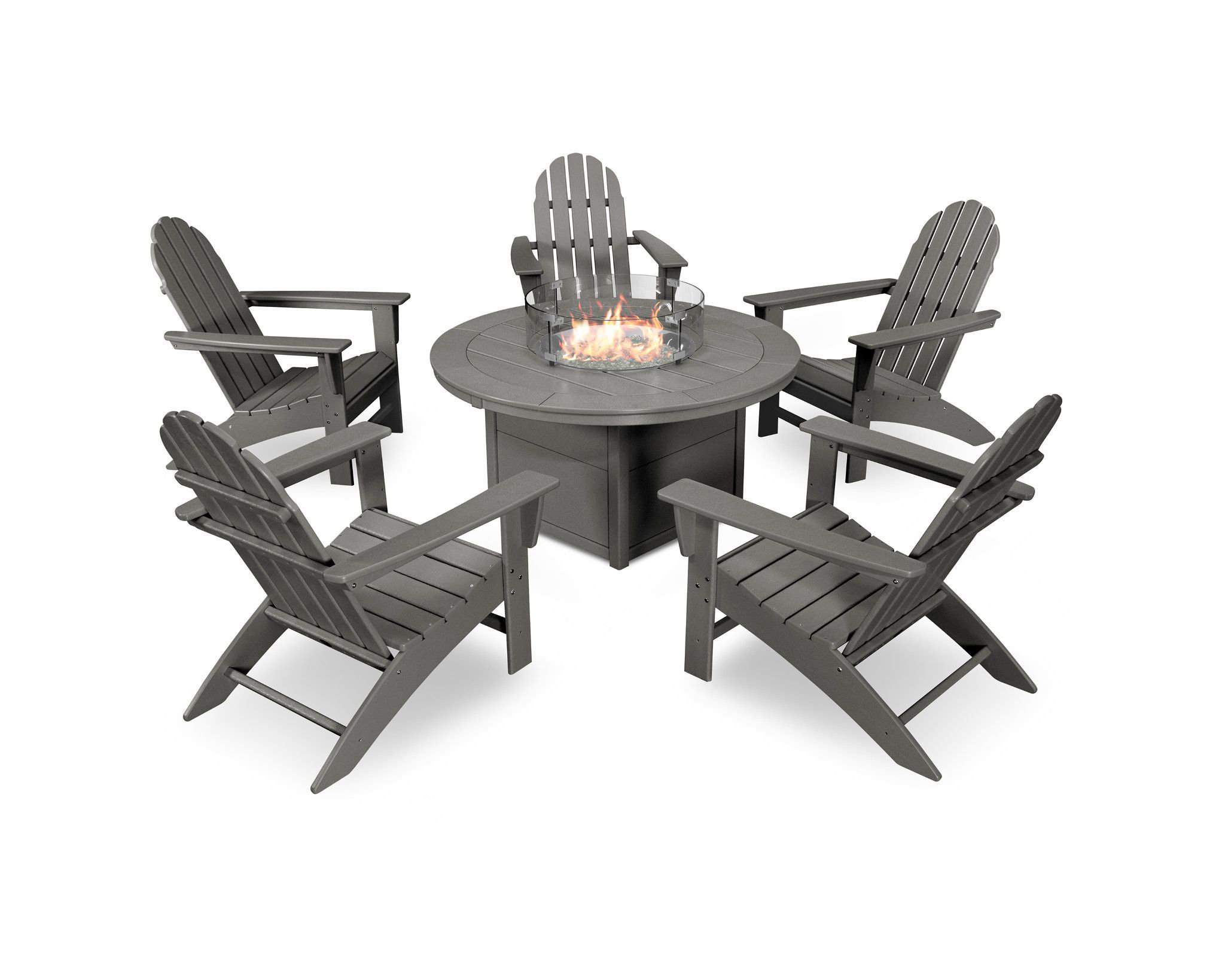 POLYWOOD® POLYWOOD Vineyard Adirondack 6-Piece Chat Set with Fire Pit ...