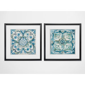 Bungalow Rose Caribbean Tile Framed 2 Pieces Set & Reviews | Wayfair