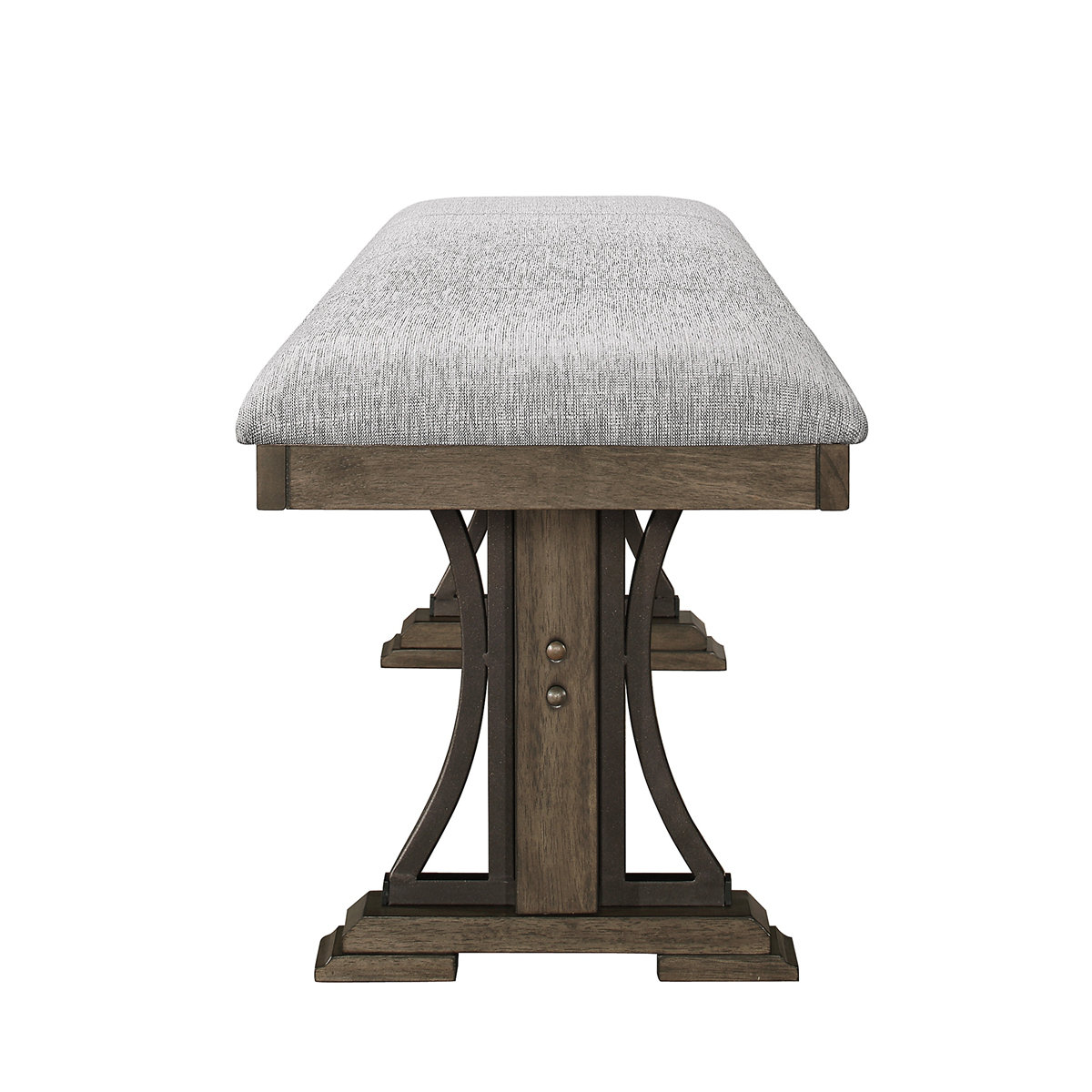 Williston Forge Pc Dining Set Rustic Trestle Base Curved Metal Accents ...