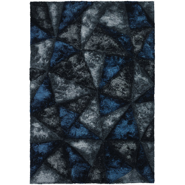 Chandra Flemish Geometric Area Rug in Black And Gray | Perigold