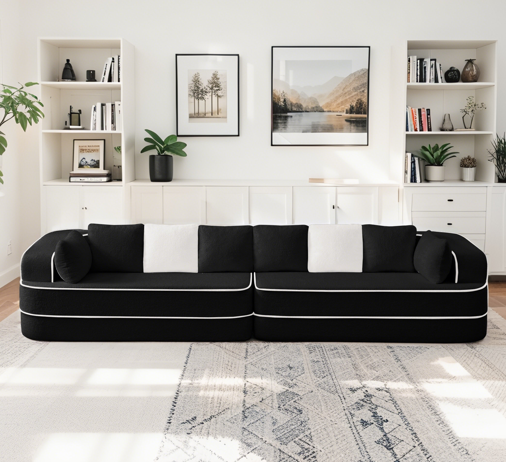 Ivy Bronx 135" 4-Seat Teddy Fabric No-Assembly Modular Sofa - 32D High ...