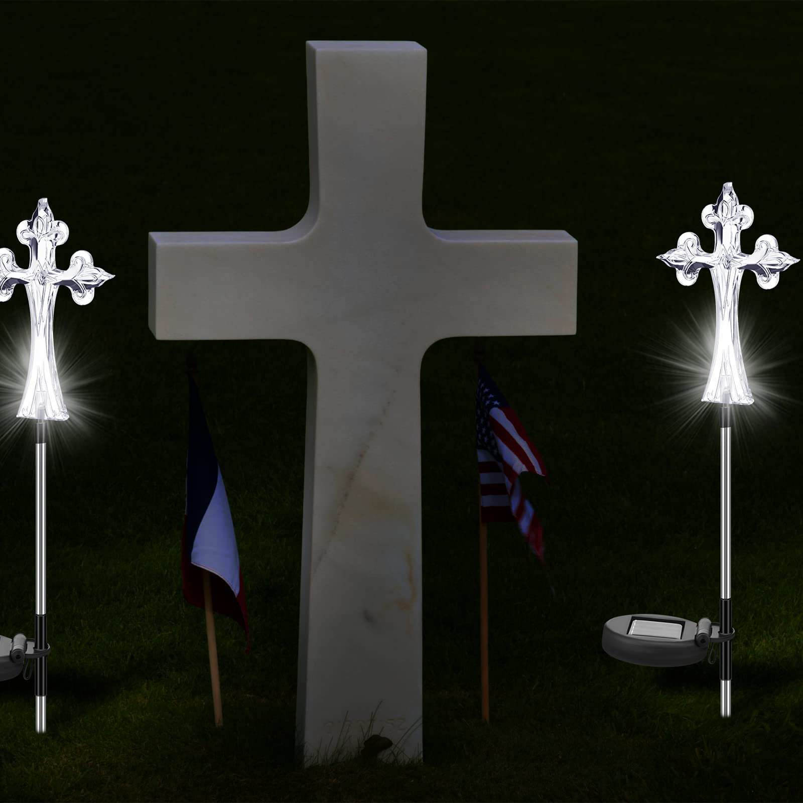 Arlmont & Co. 4 Piece Solar Cross For Cemetery Grave Grave Crosses For ...