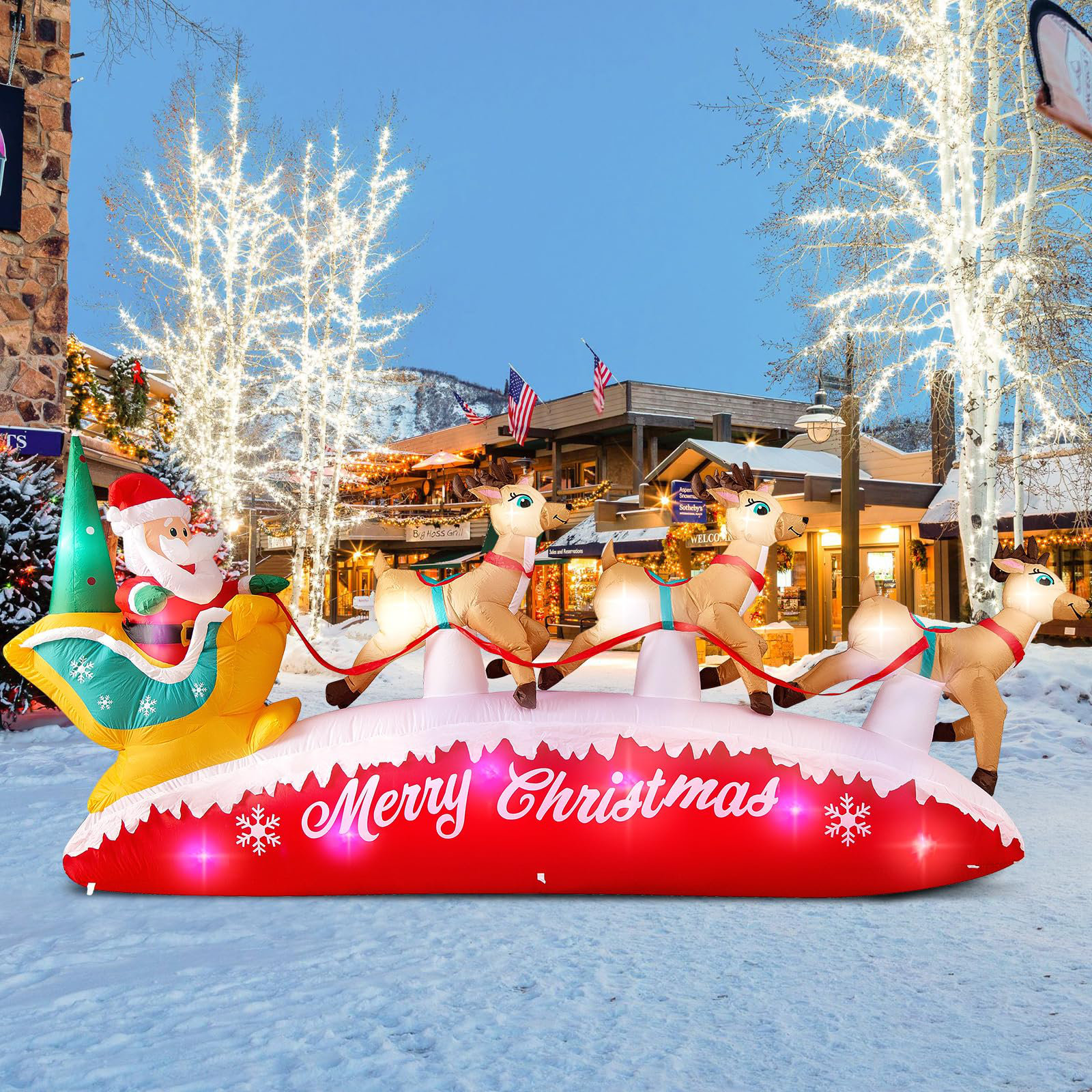 The Holiday Aisle® 10FT Long Christmas Inflatables Santa Claus With ...