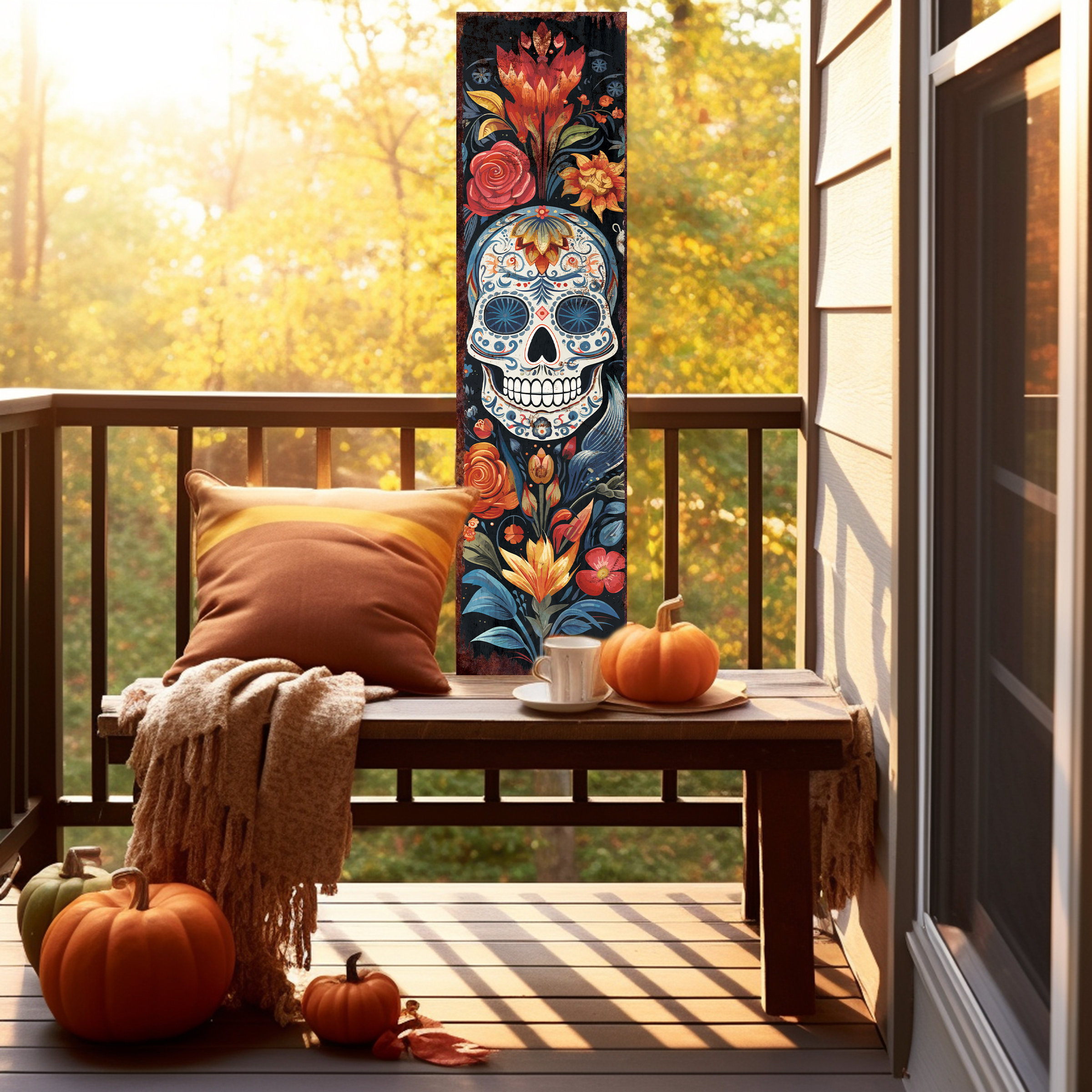 Ophelia & Co. 35 inches Dia De Los Muertos Sugar Skull Porch Sign ...