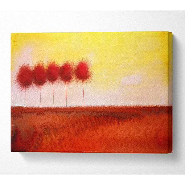 ClassicLiving Red Tree Line Up - Wrapped Canvas Print | Wayfair.co.uk