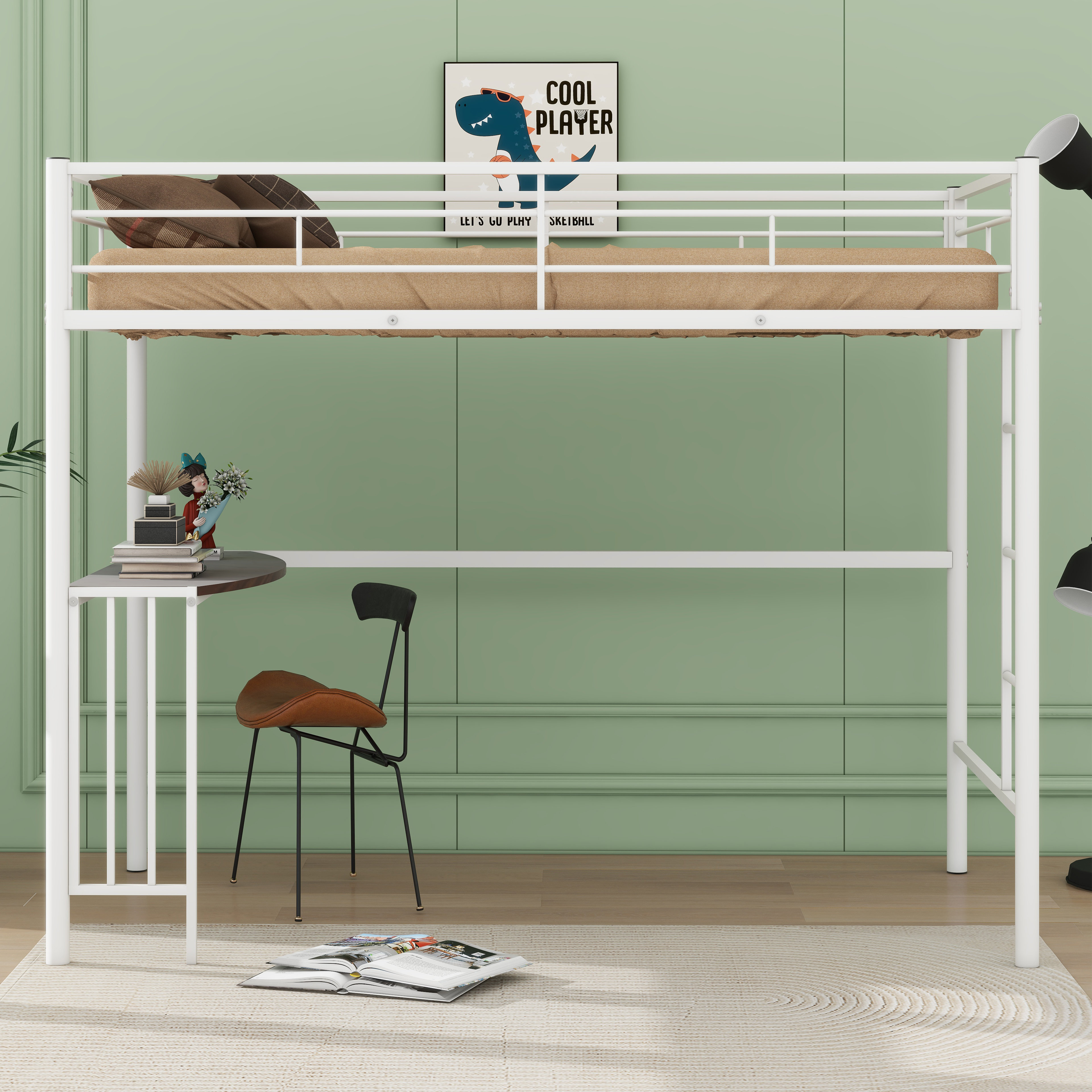 Mason & Marbles Hanny Twin Metal Loft Bed With Desk, Ladder And ...