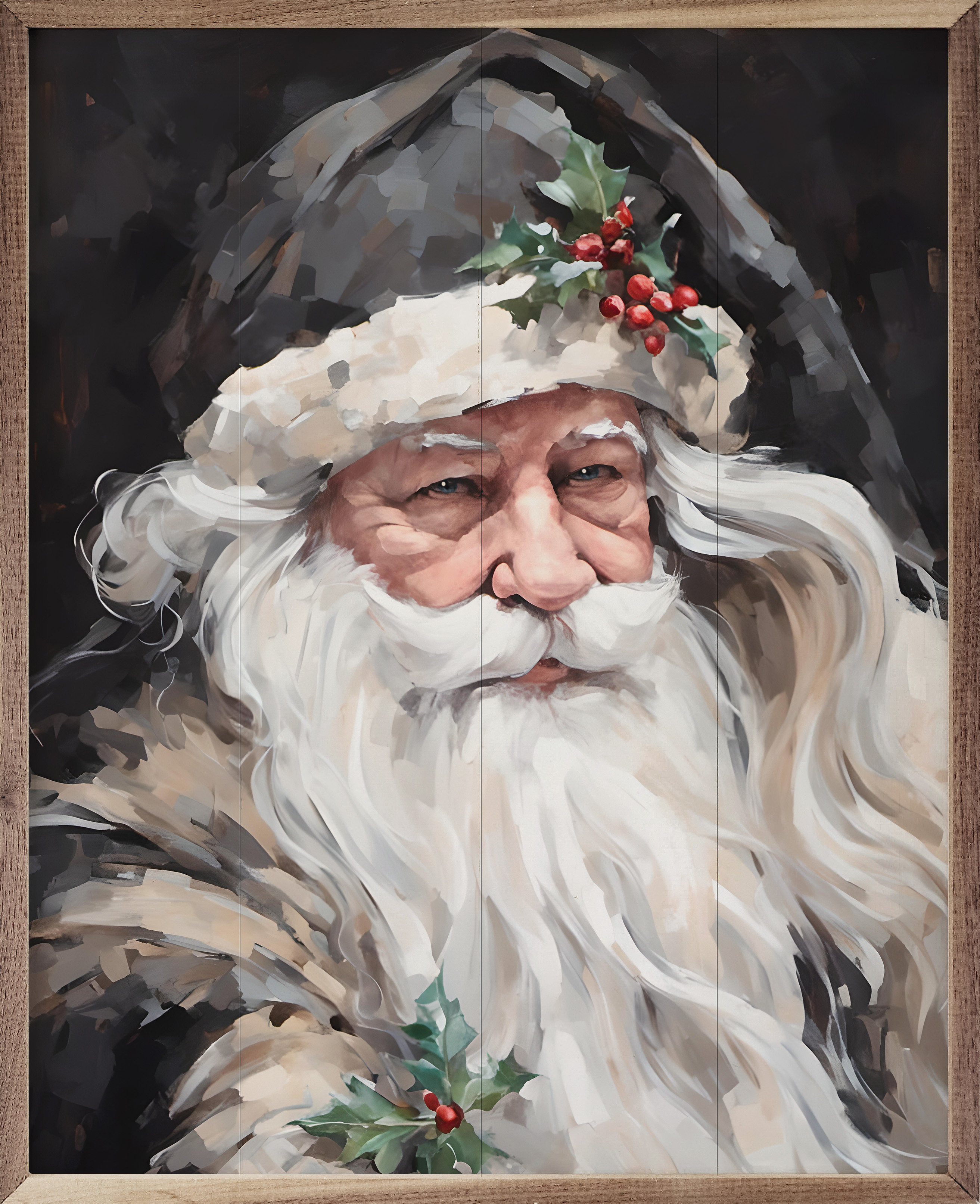 The Holiday Aisle® " Wise Grayscale Santa " on Wood | Wayfair