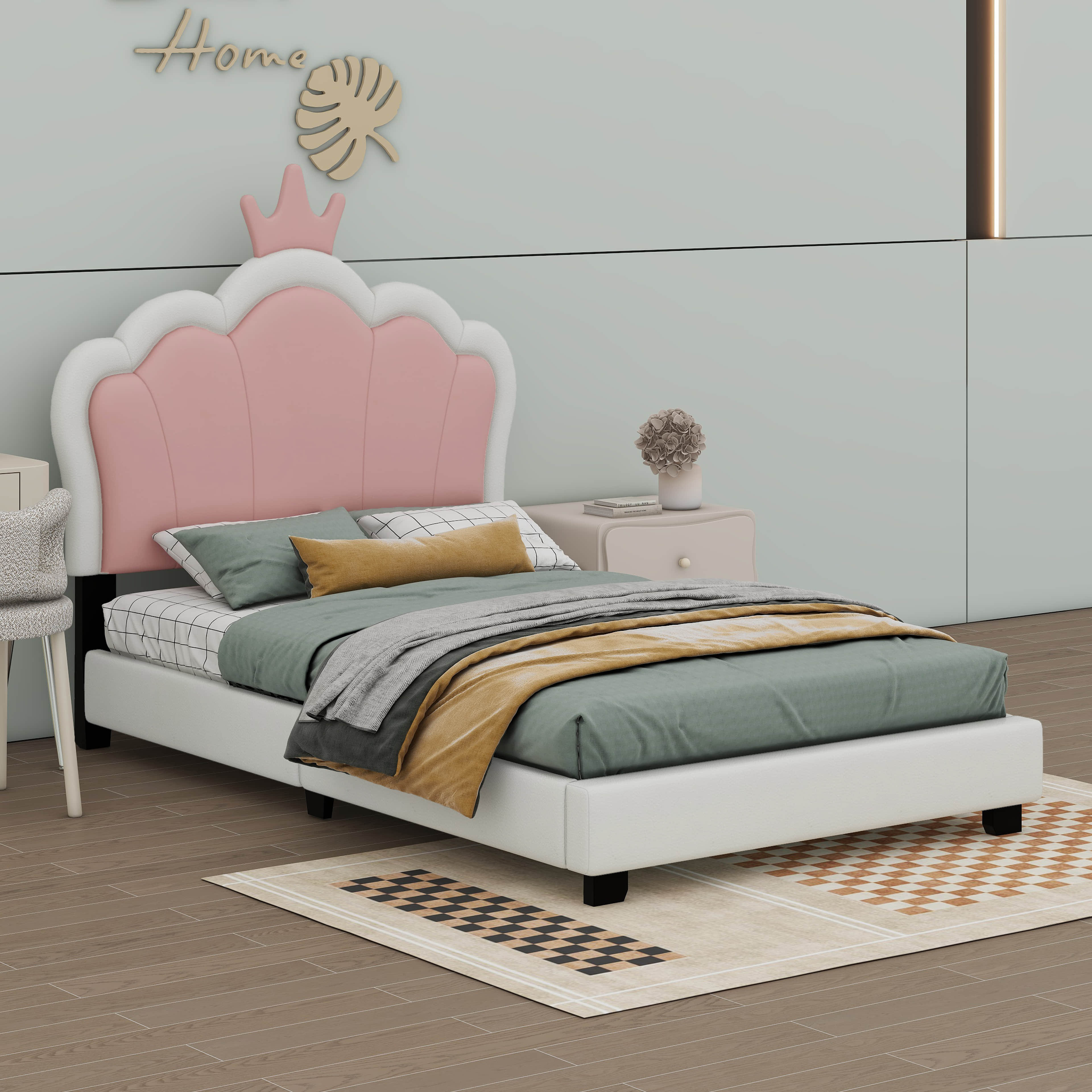 Gemma Violet Dampier Twin Size Upholstered Princess Bed With Crown ...