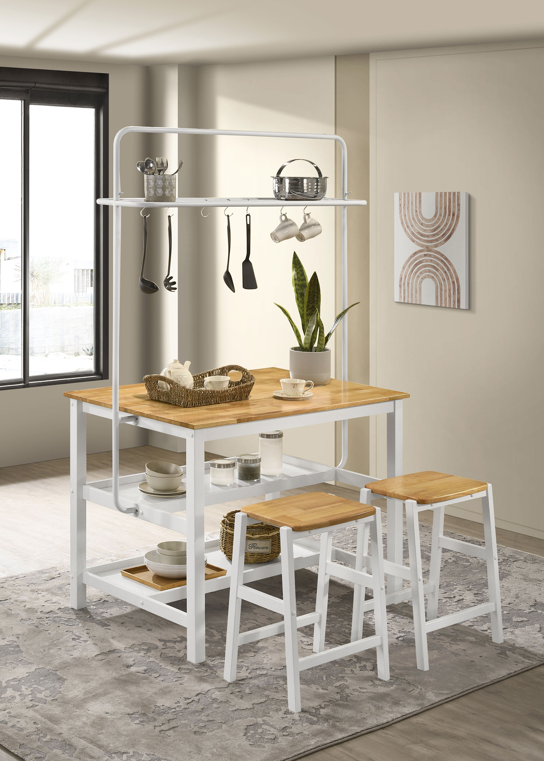 Wade Logan Caen 3-Piece Kitchen Island Counter Height Table With Stools ...