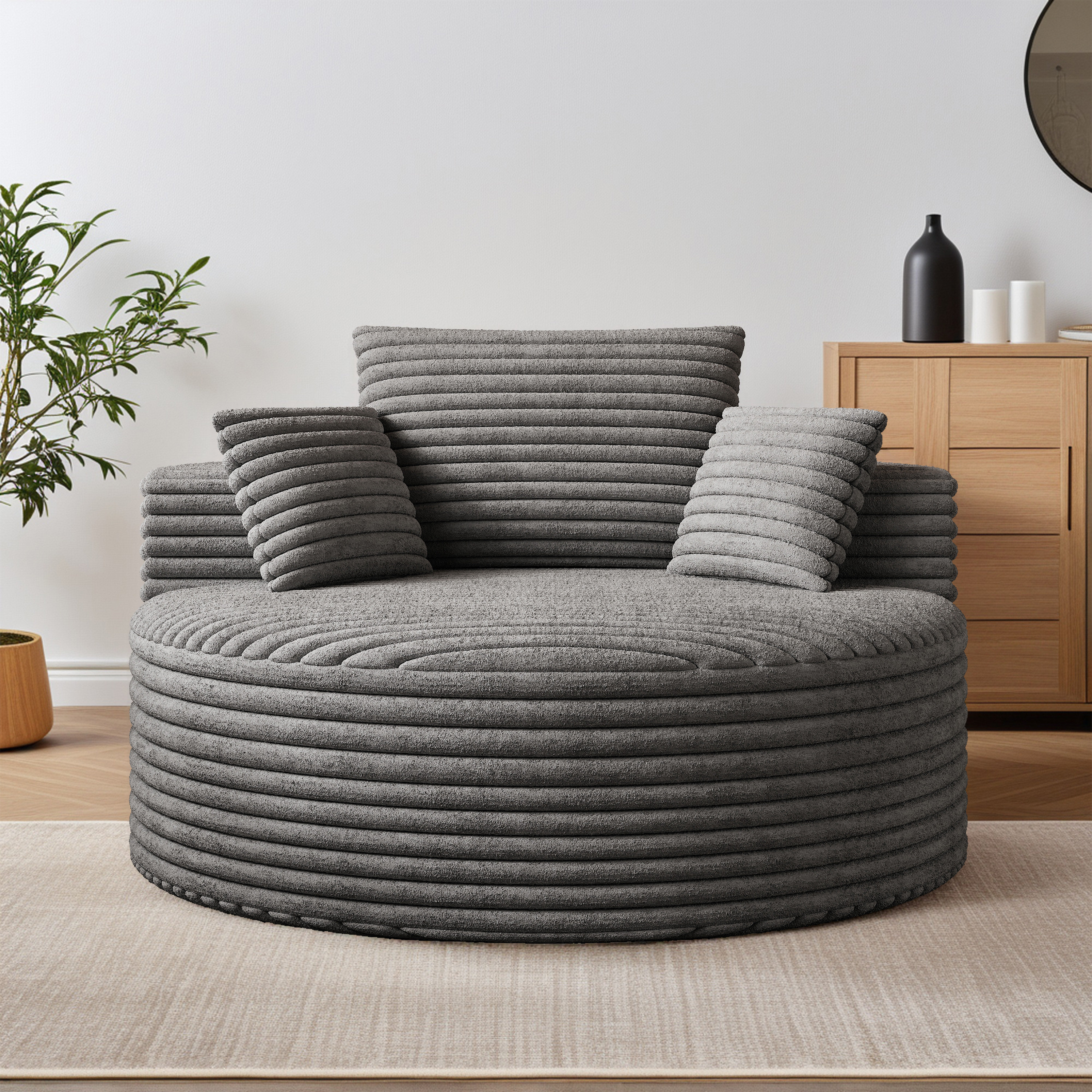 Latitude Run® 50" W Upholstered Compression Accent Barrel Chair | Wayfair