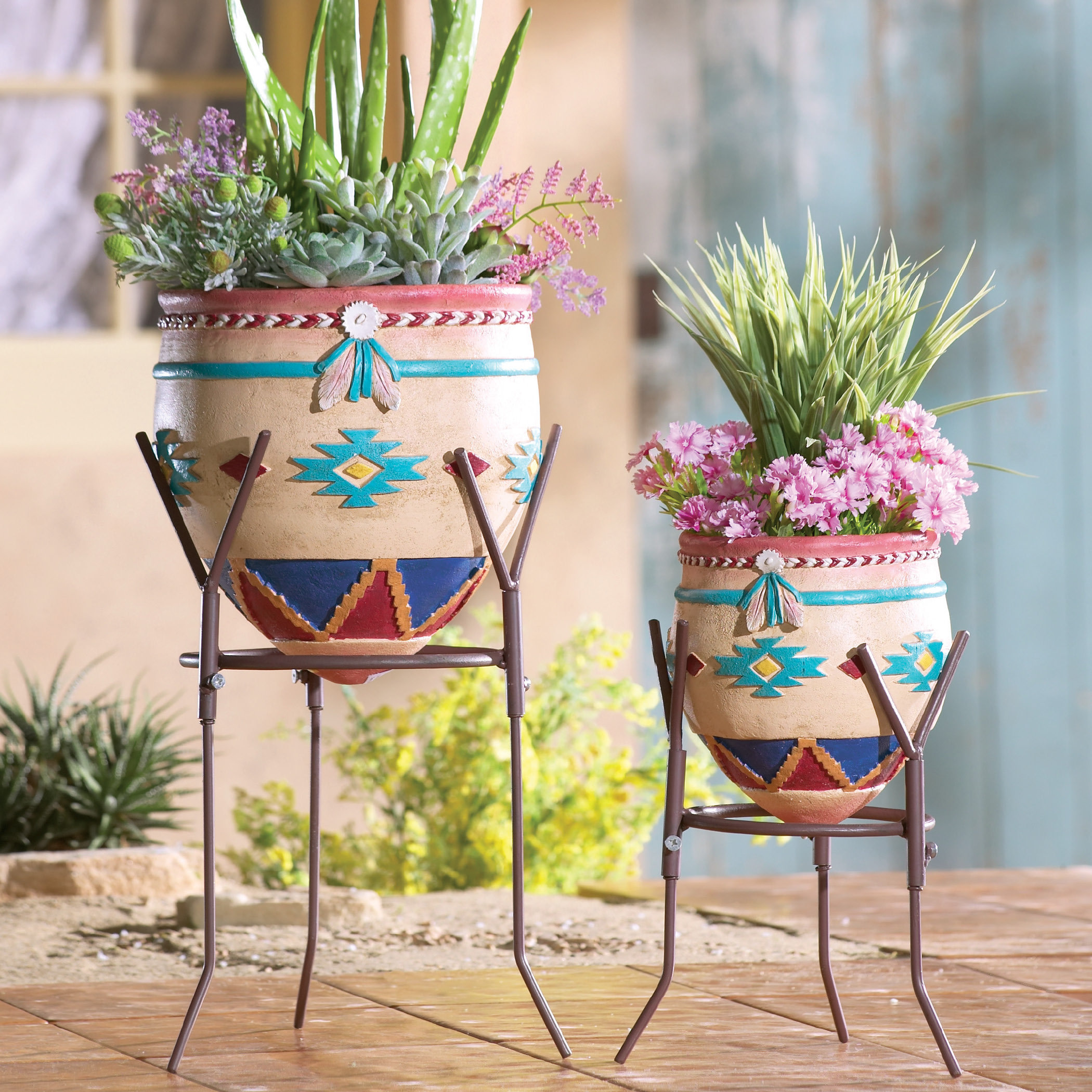 Winston Brands Southwest 2 Piece Resin Pot Planter Set & Reviews ...