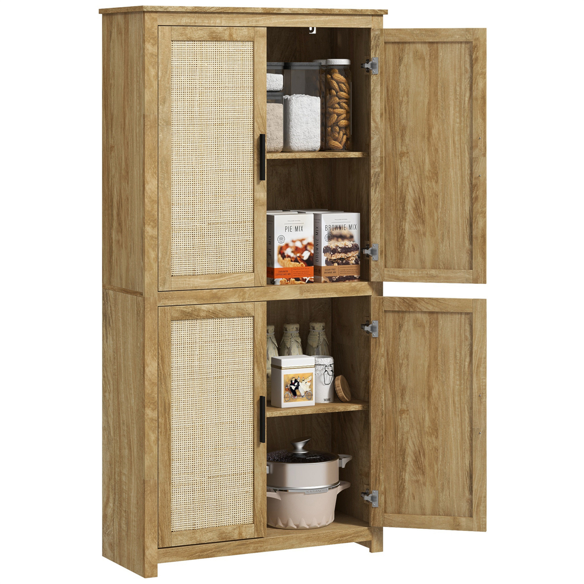 Bay Isle Home™ Charming Rattan Kitchen Cabinet With Adjustable Shelf ...