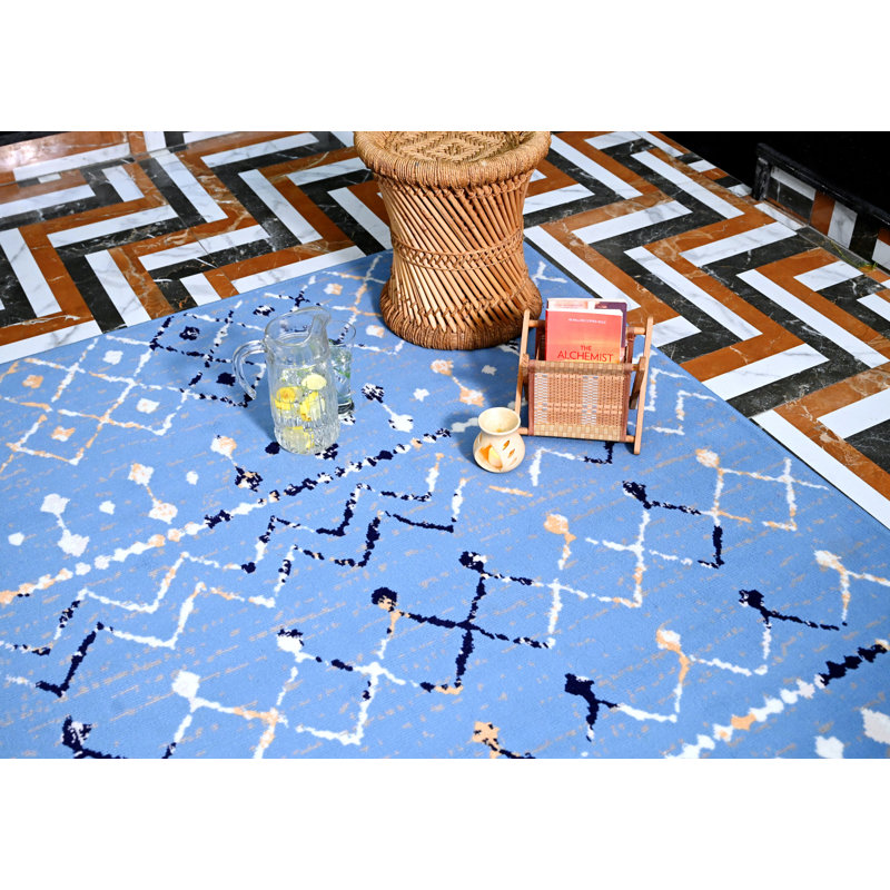 Dakota Fields Geometric Blue Area Rug | Wayfair