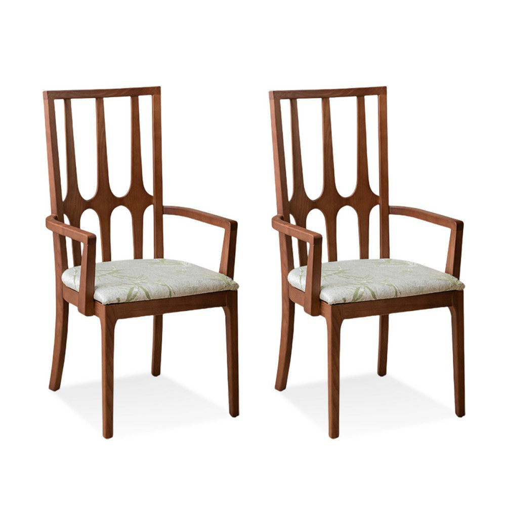 Red Barrel Studio® 21.06" Tan Slat Back Arm Chair(Set of 2) | Wayfair