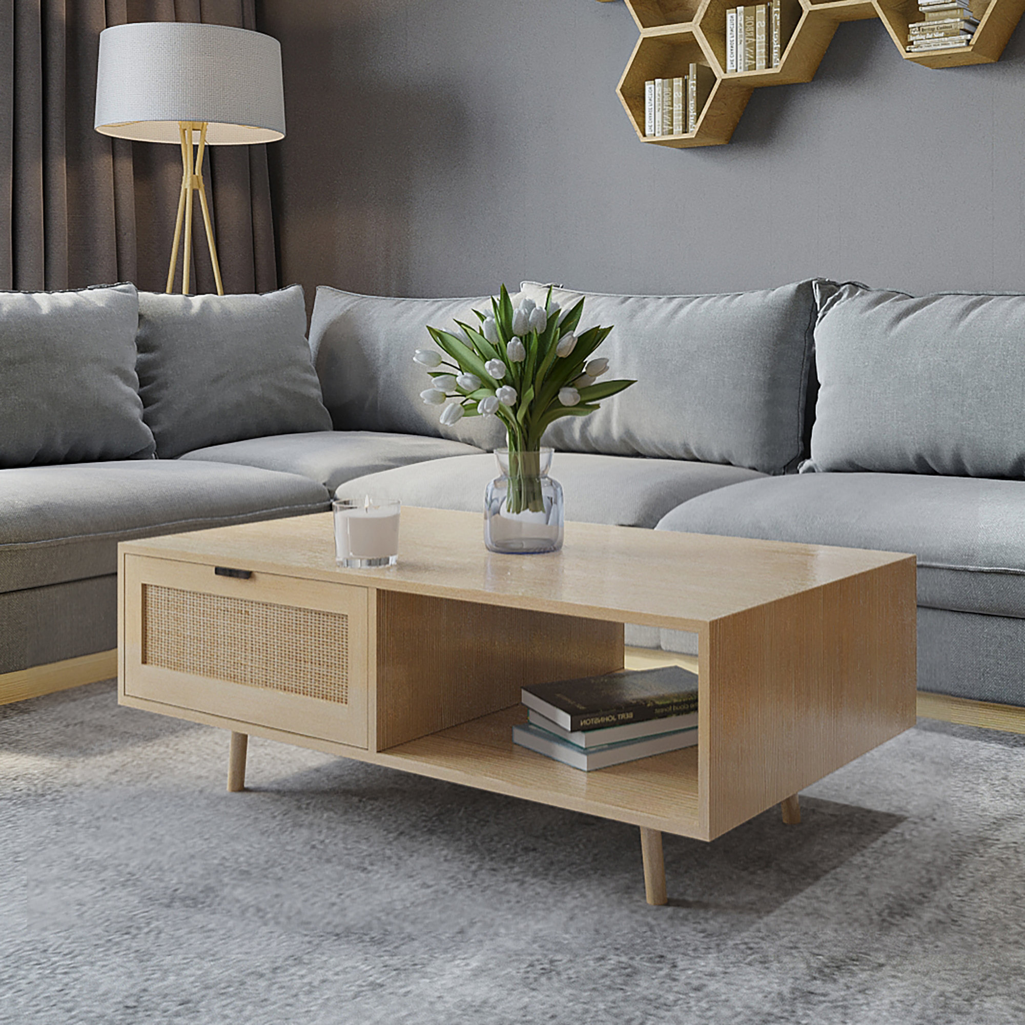 Bay Isle Home™ Table basse à 4 pieds avec rangement Arrighetto ...