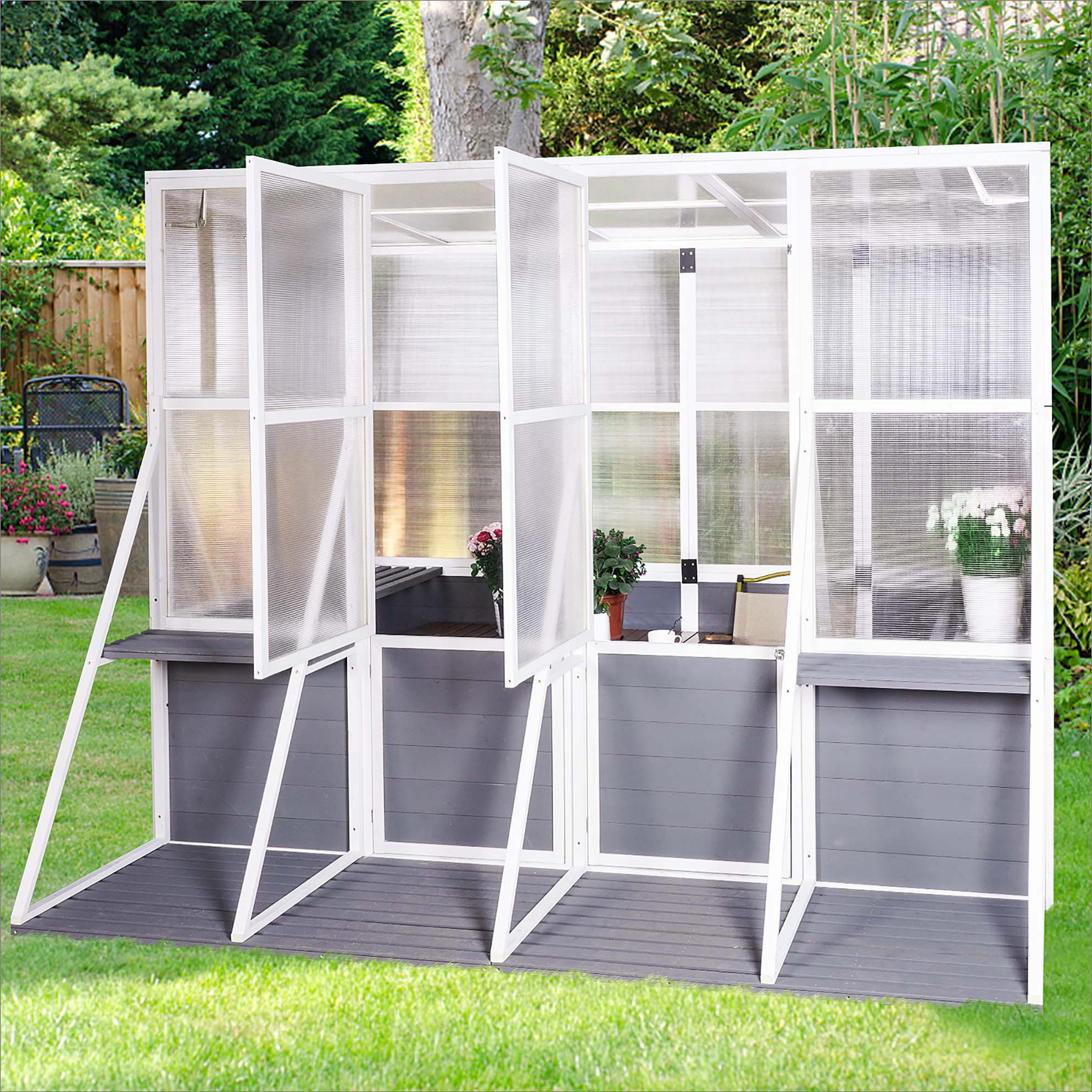 DSUNNER Wooden Lean To Greenhouses For Outdoors,Heavy Duty Walk In ...