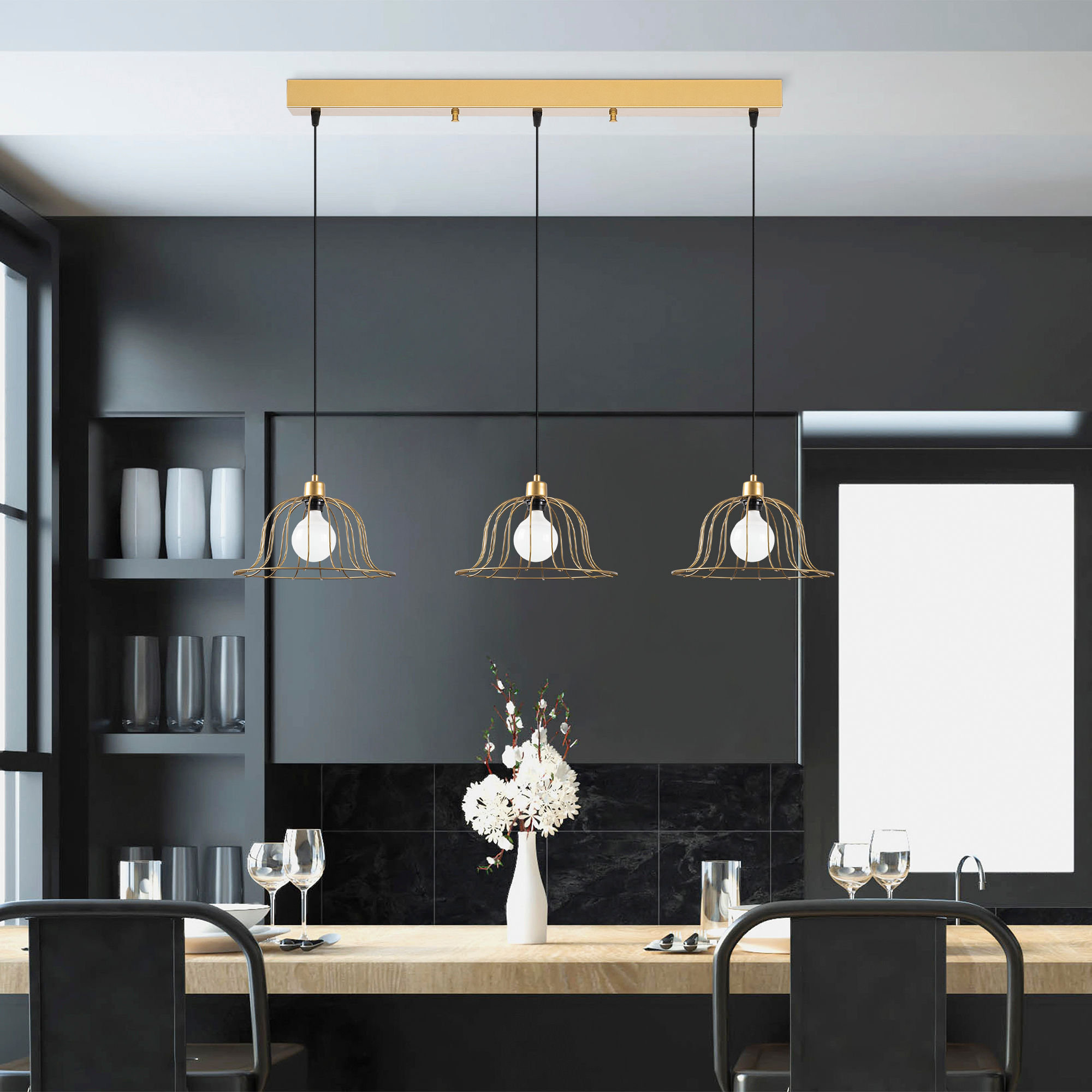 East Urban Home 3 - Light Kitchen Island Bell Pendant | Wayfair