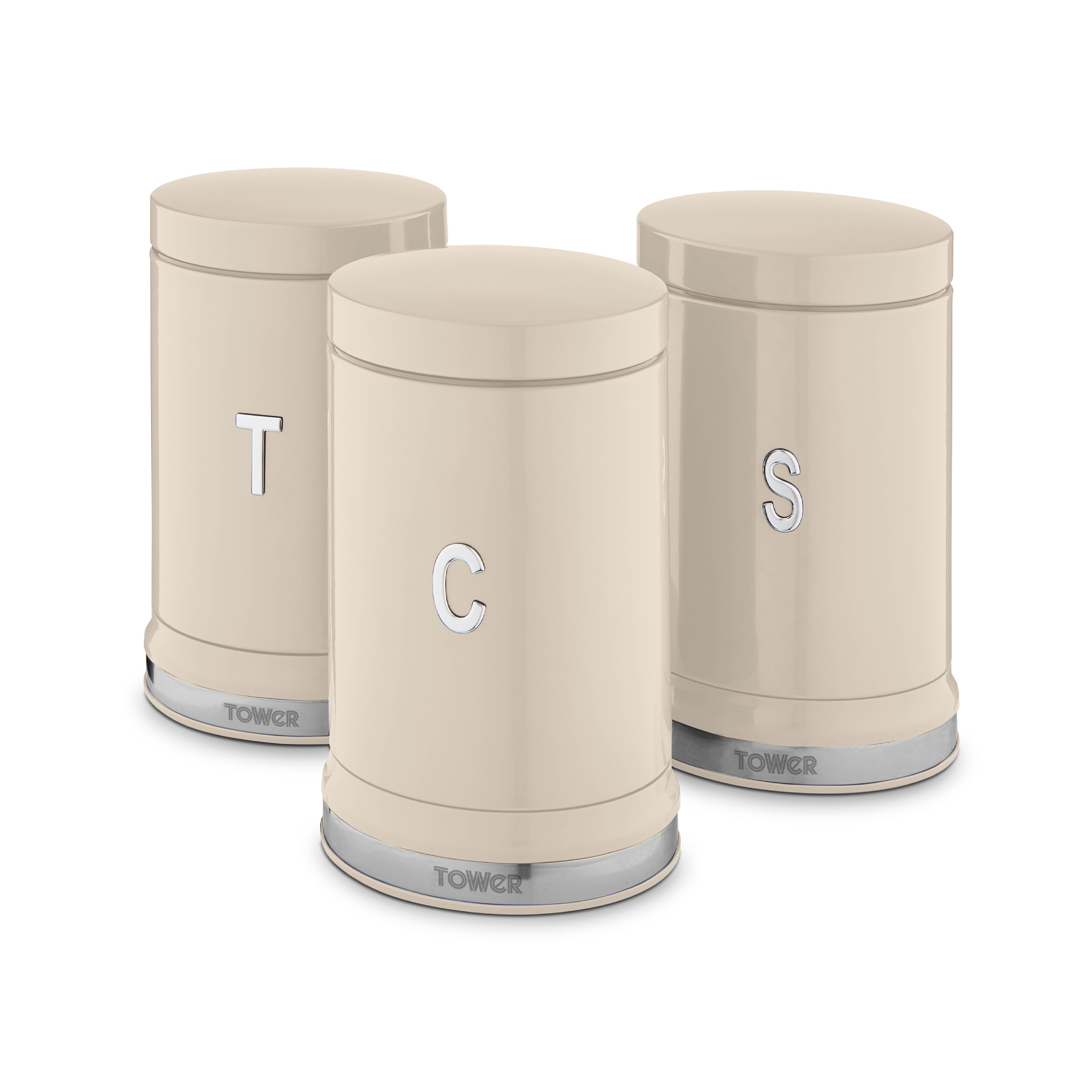 Tower T826171CHA Belle Set of 3 Canisters, Tea/Coffee/Sugar Storage ...