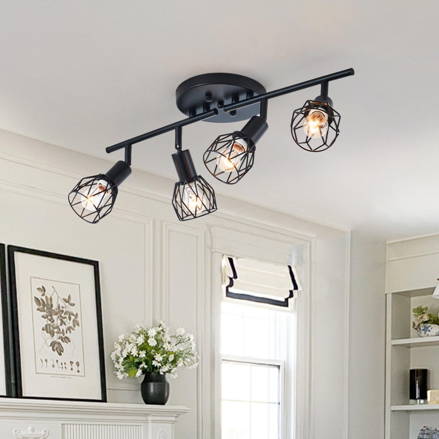 RISEKAR 4-Light Adjustable Track Lightig Kit,Farmhouse Light Fixtures ...